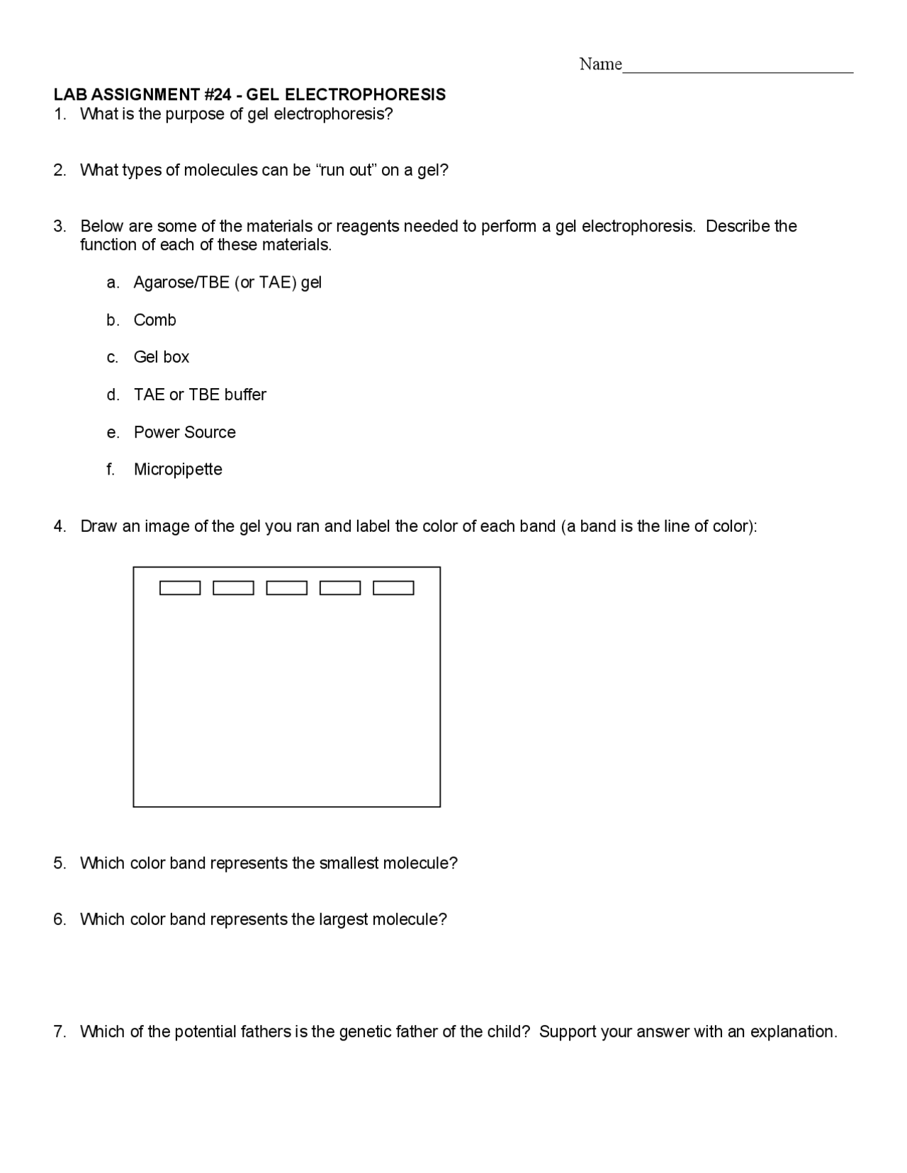 9 Problems on Gel Electrophoresis - Assignment | BIO 9 - Docsity