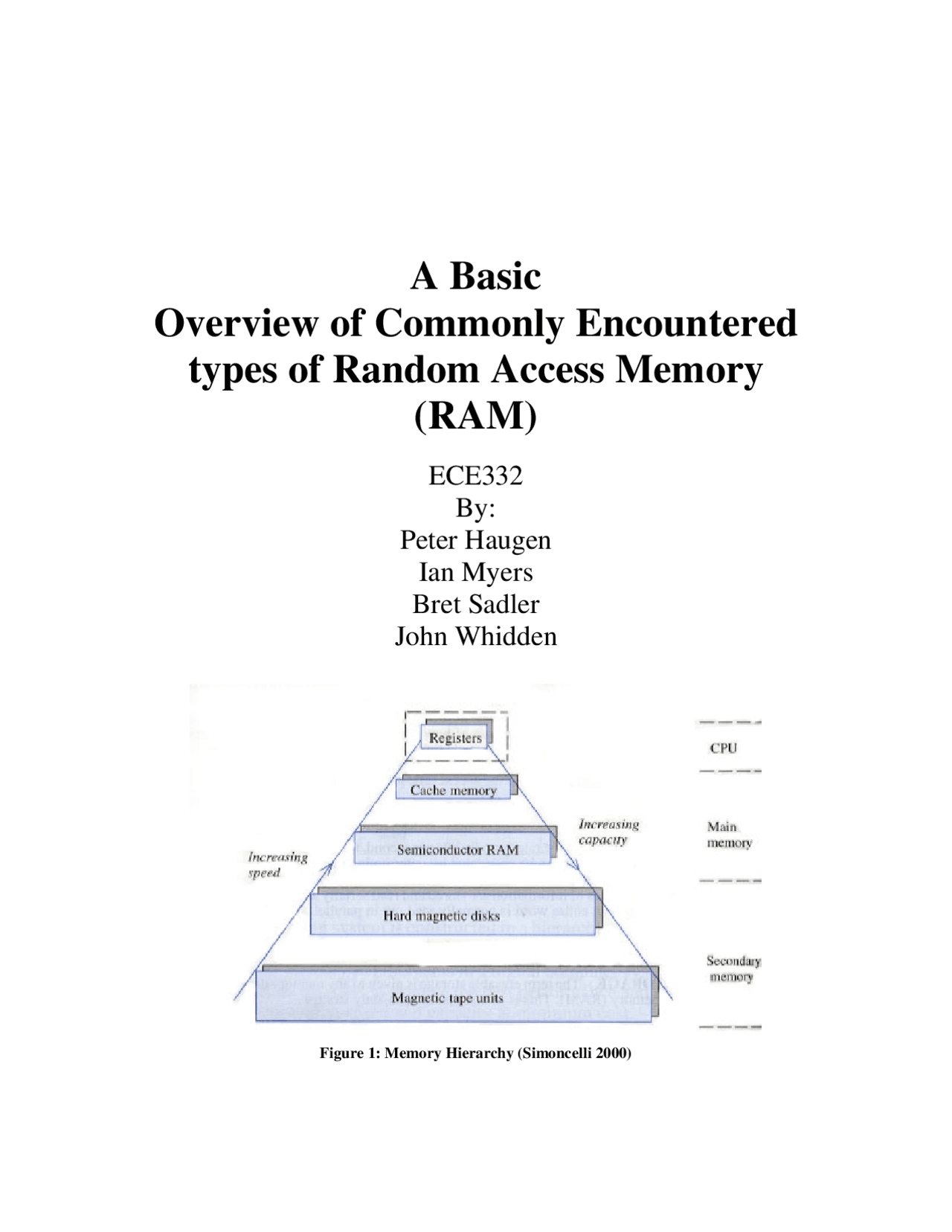 Basic Types Of Random Access Memory Lecture Notes Ece 332 Docsity