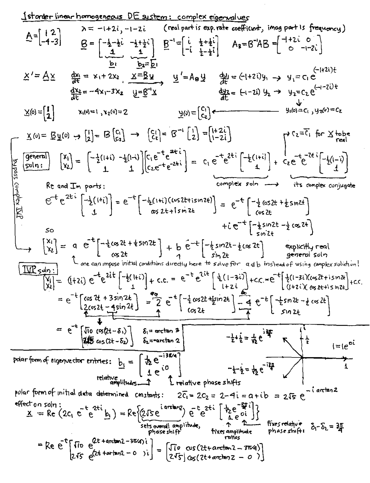 First Order Linear Homogeneous Differential Equations System: Complex ...