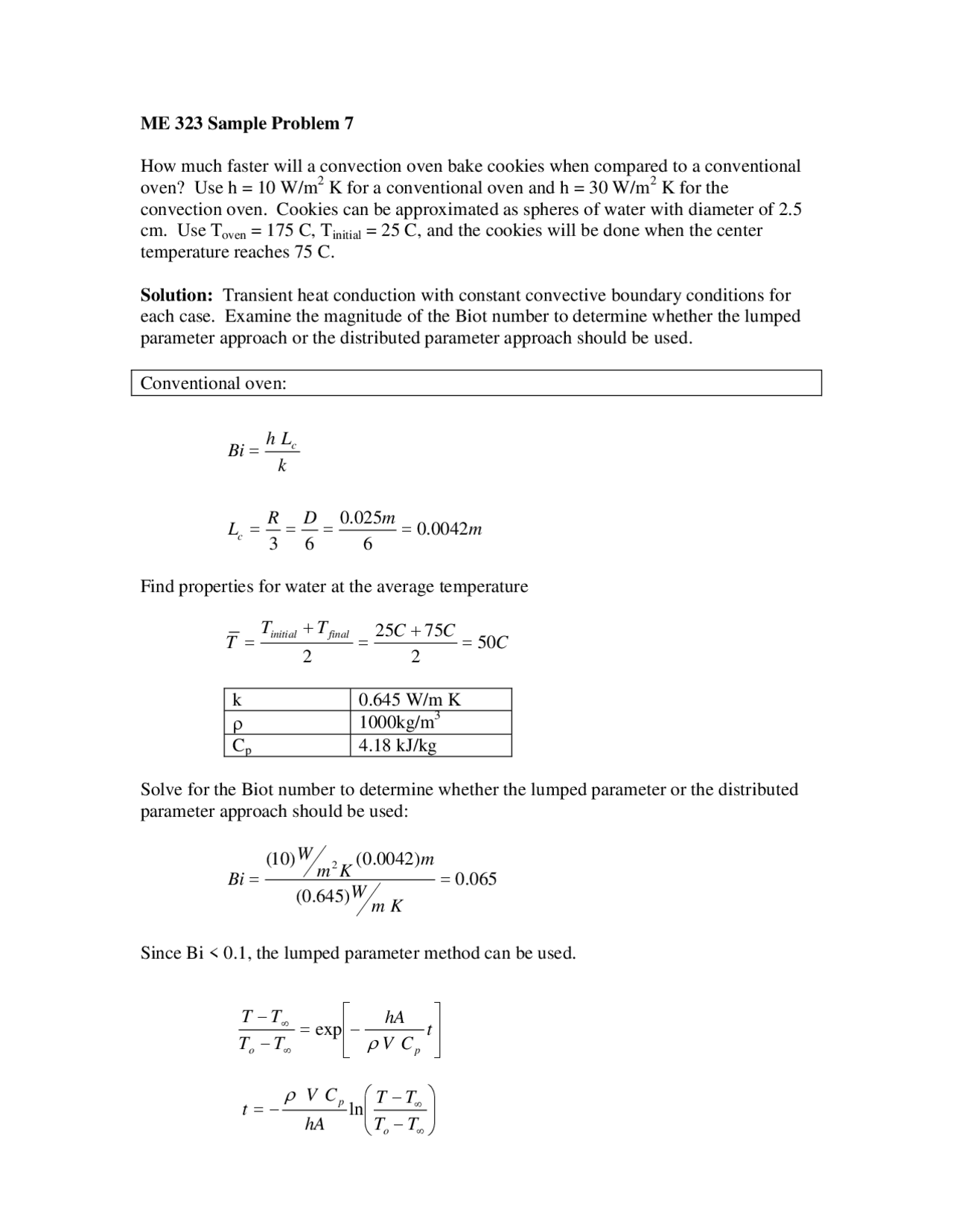 Sample Problem With Solution Heat Transfer Me 323 Docsity