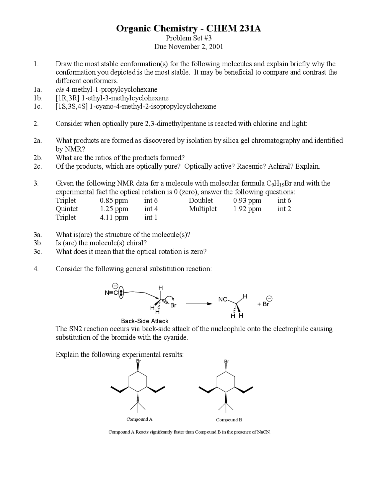 4 Questions in Organic Chemistry I - Assignment 4 | CHEM 231A | Assignments Organic Chemistry ...