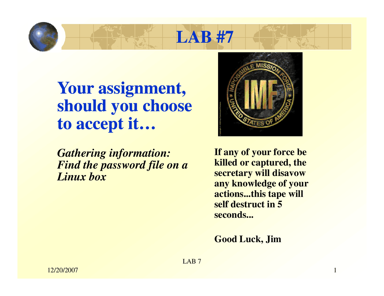 Lab 7 For Boot To Linux Computer Network Security Ecpe 178 Docsity