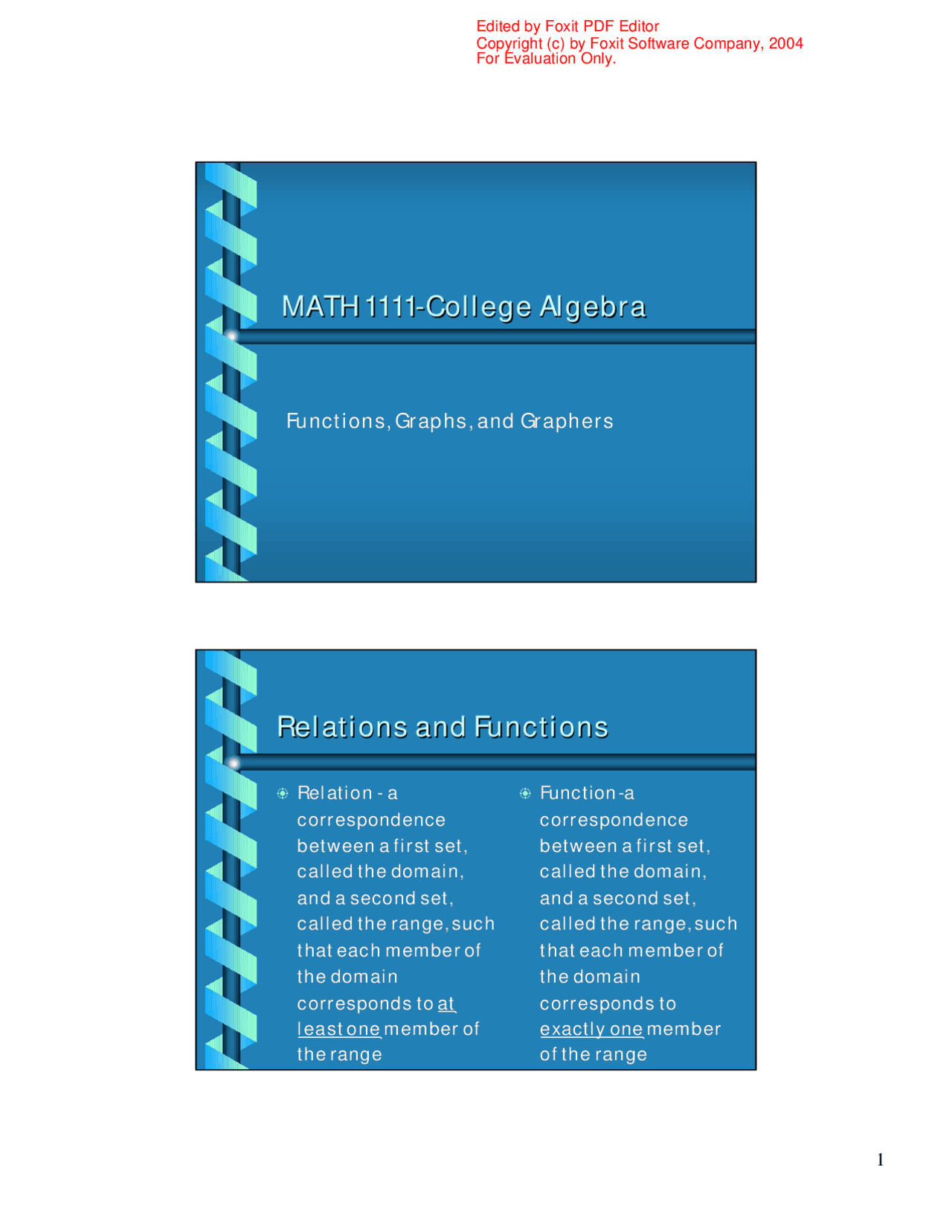 Functions Graphs And Graphics Lecture Slides Math 1111 Docsity