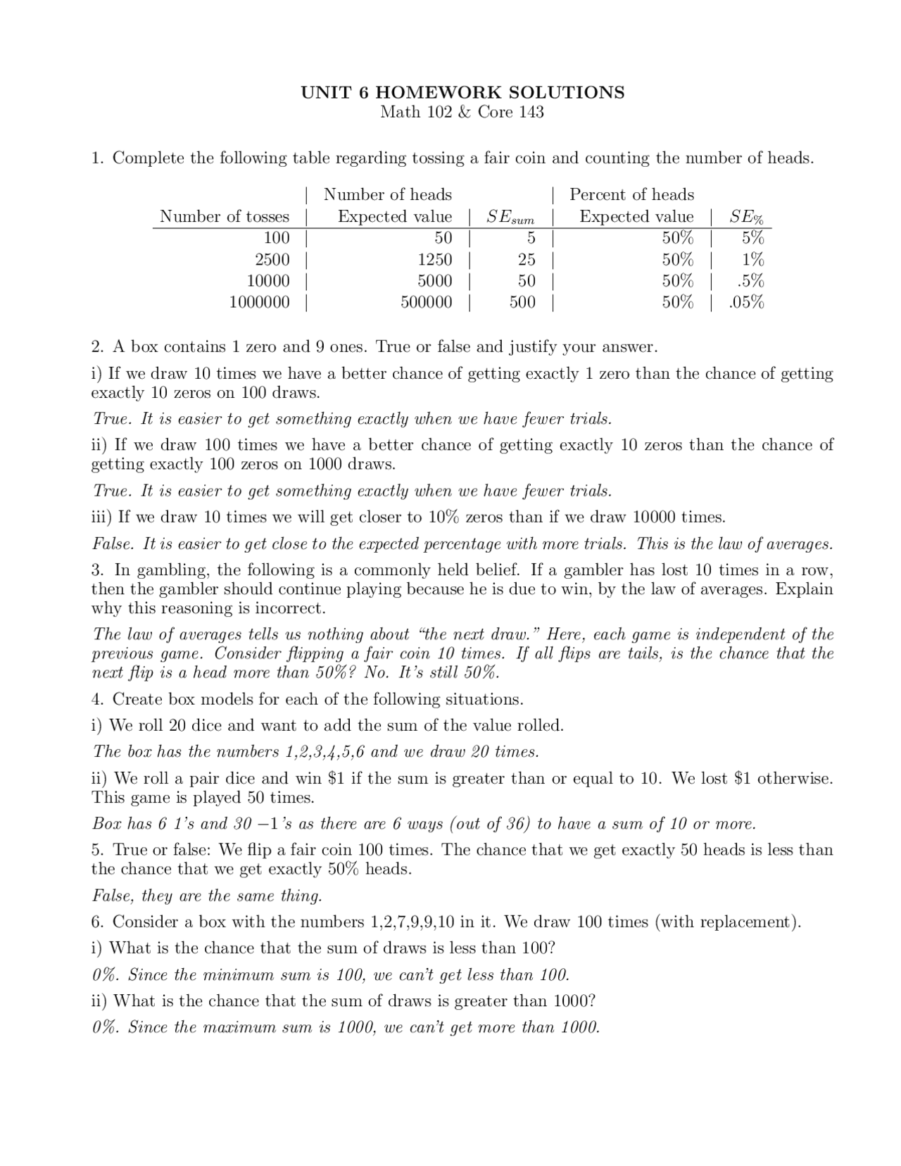 Solution Key For Practice Problem Introduction To Statistics Math 102 Docsity