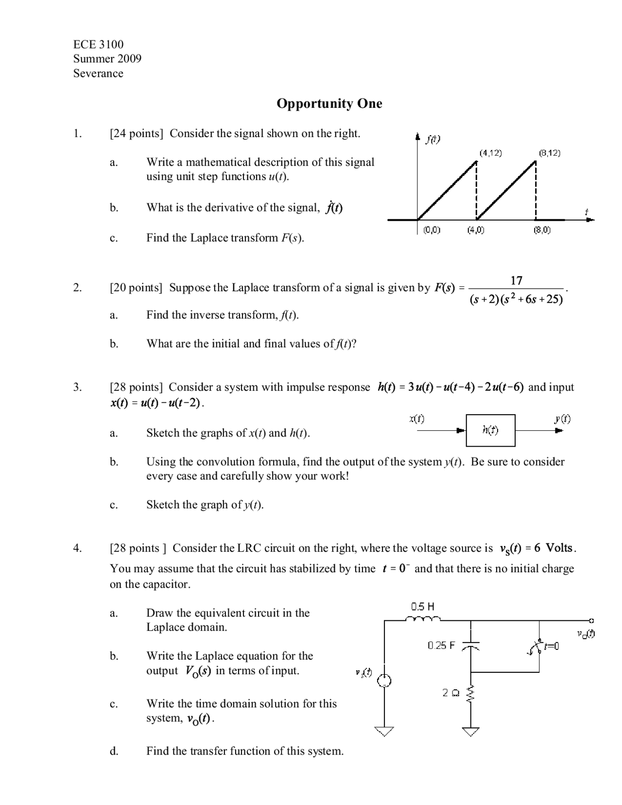 Practice Question For Final Exam Network Analysis Ece 3100 Docsity