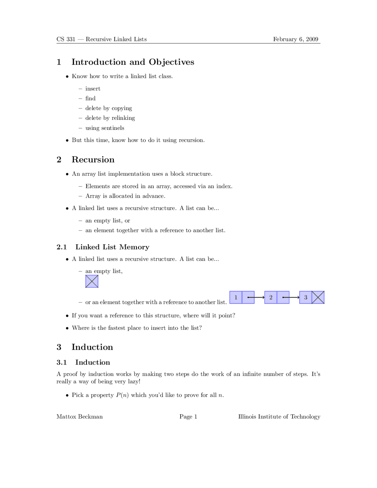 An Introduction and Objectives to Recursions and Inductions | CS 331 - Docsity