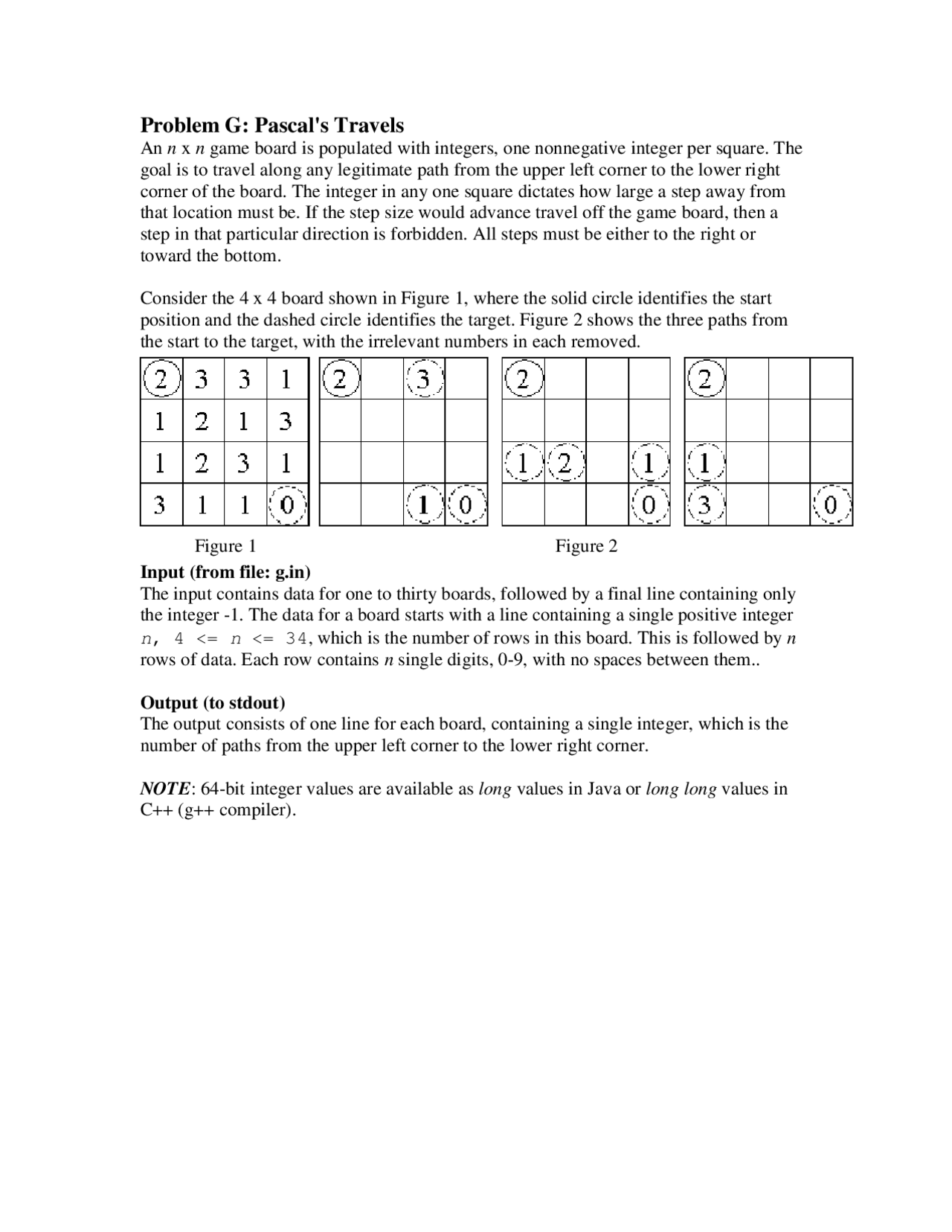 Pascals Travels Contest Problems G Cscd 316 Docsity