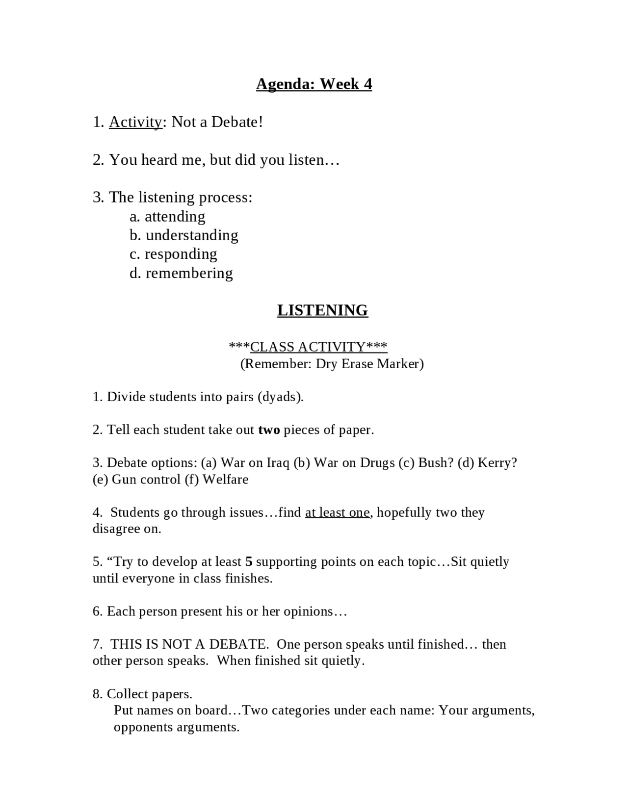 Notes On Listening Introduction To Human Communication Hcom 100