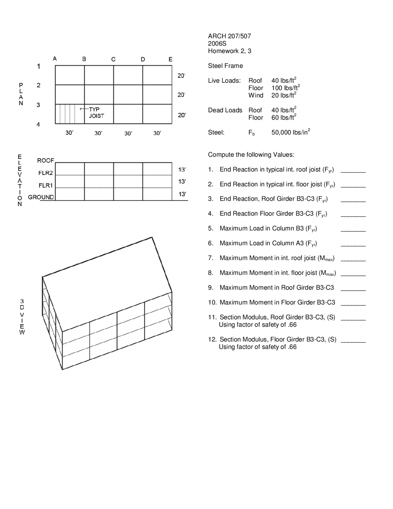 Homework 2 Introduction To Design Of Structures Arch 207 Docsity