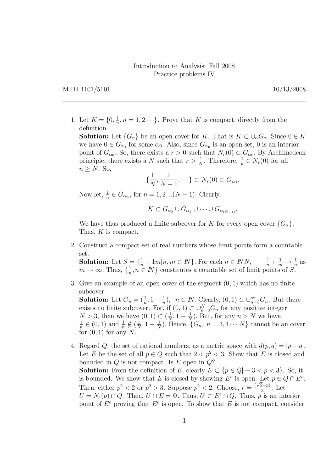 10 Solved Practice Problems On Introductory Analysis Assignment 4