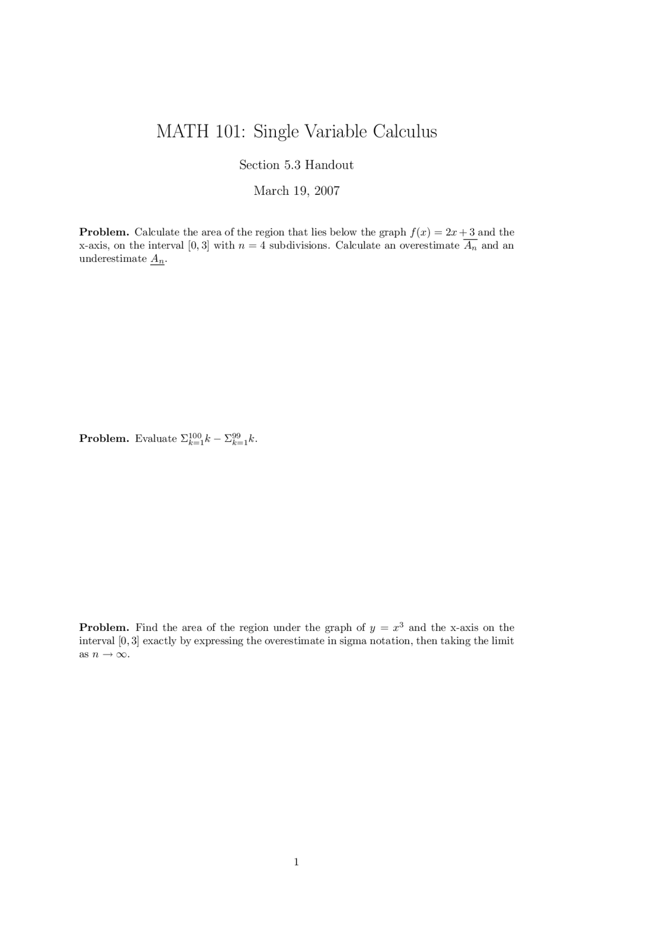 Quiz 24 For Single Variable Calculus Math 101 Docsity