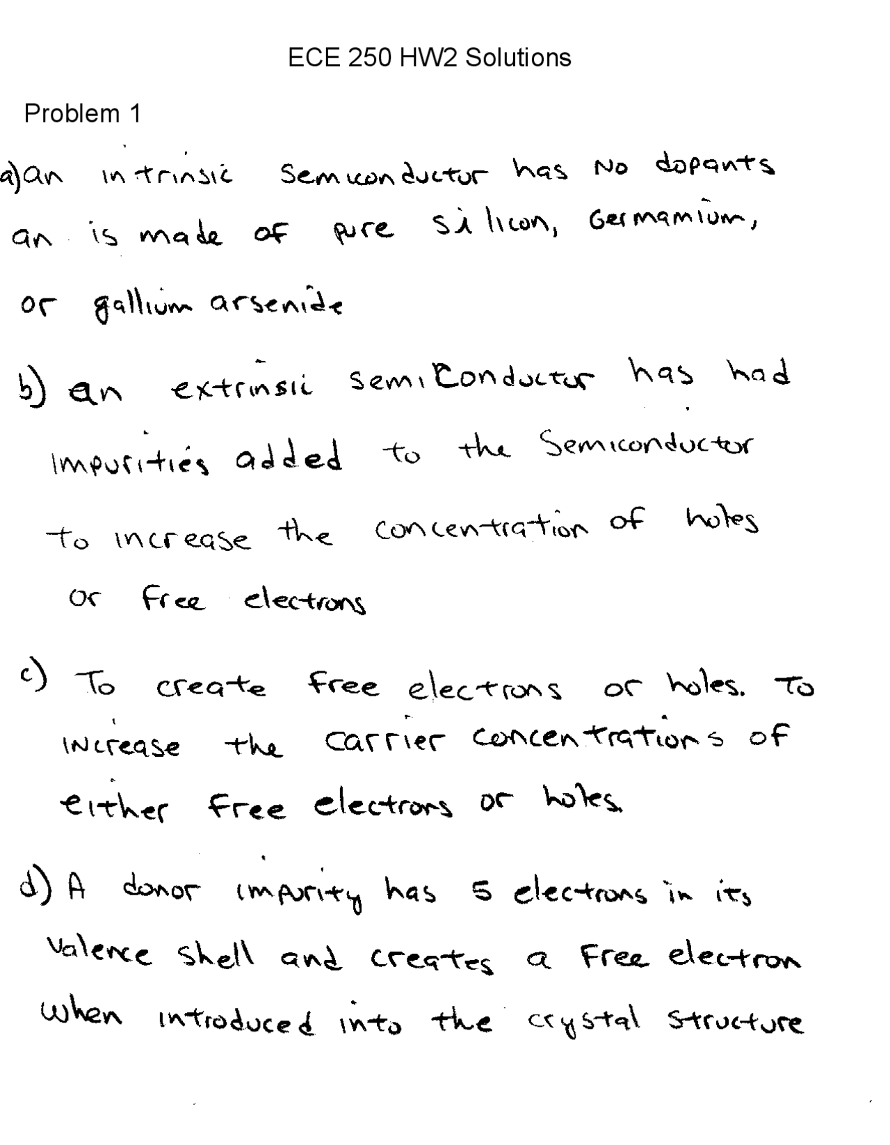 Assignment 2 Practice Problems On Electronic Device Modeling Ece 250