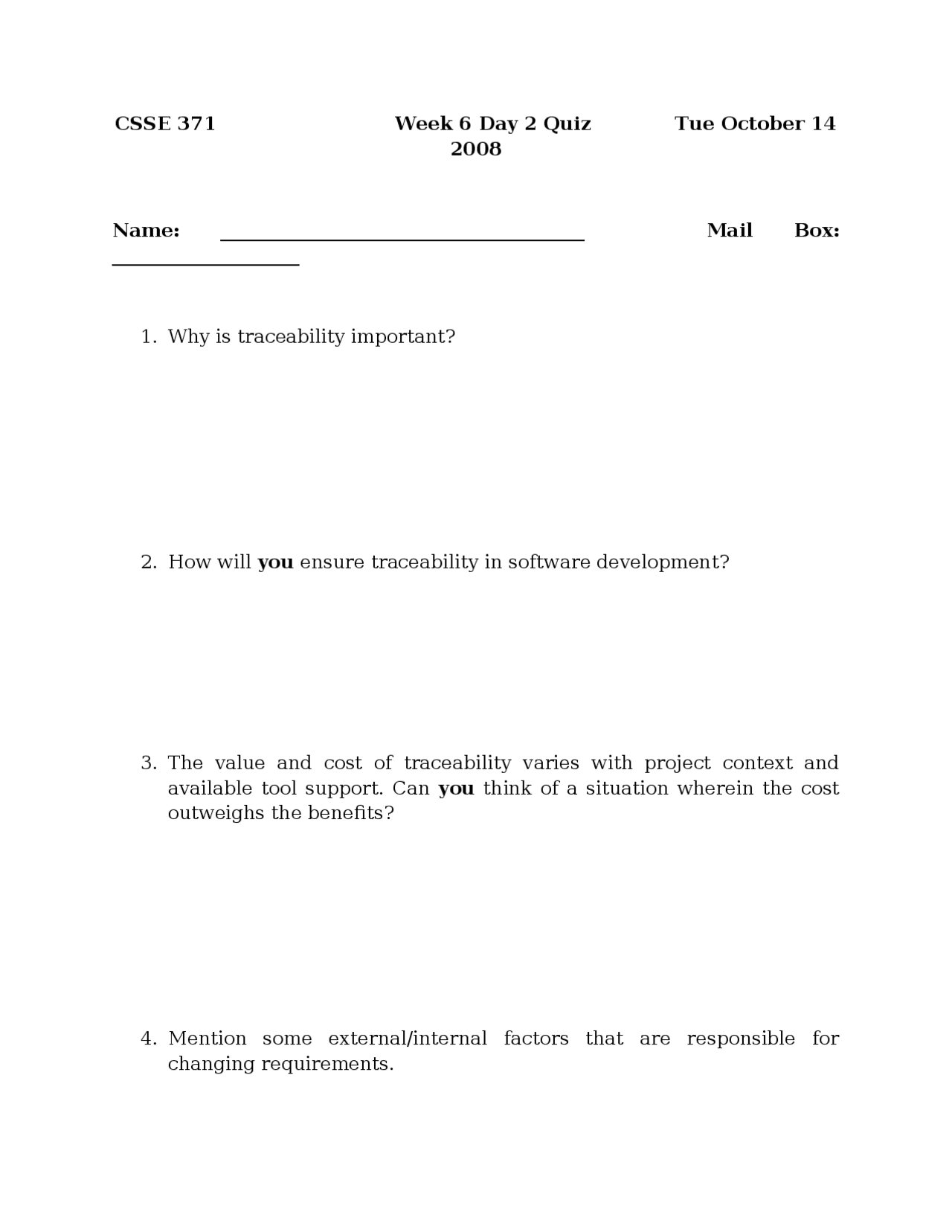 9 Questions For Software Requirements And Specification Quiz Csse