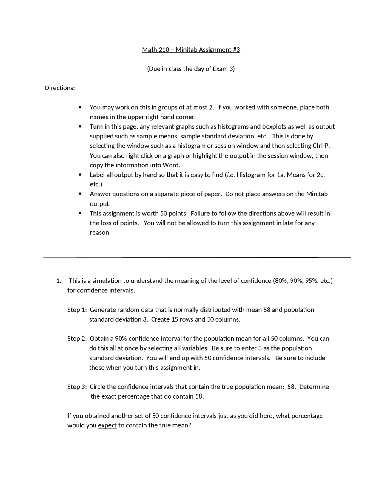 Questions for Assignment 3 - Statistics: Elementary Probability | MATH 210 | Assignments ...