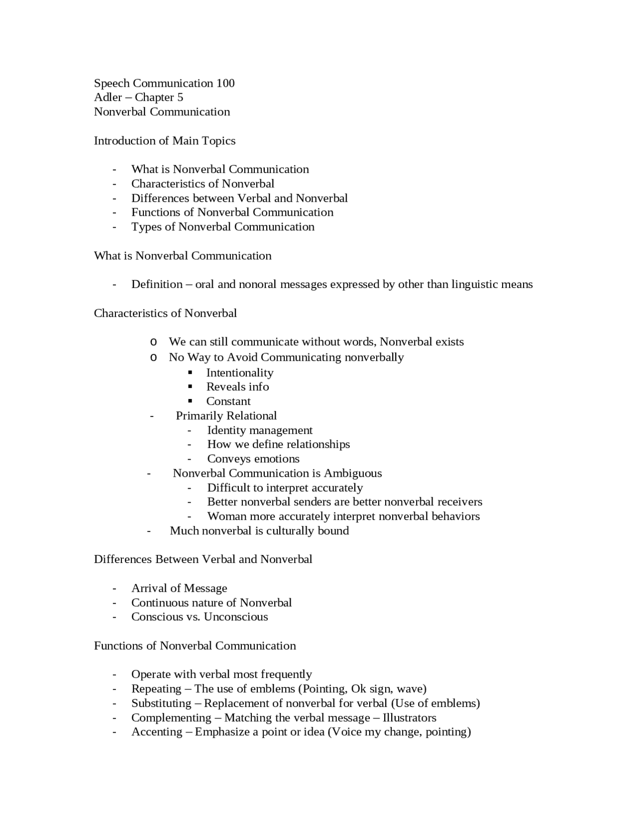 Speech Communication Lecture Notes Hcom 100 Apuntes Comunicación Docsity