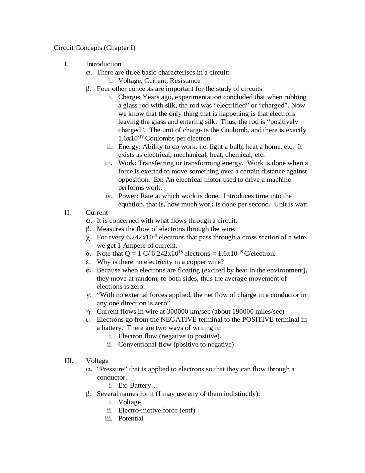 Lecture Notes On Circuit Concepts Of Survey Of Electricity Tech 208
