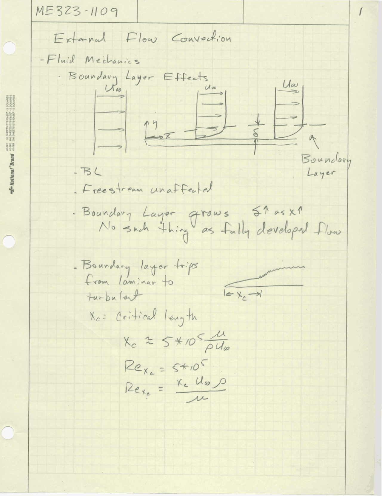External Flow Convection Handwritten Notes Me 323 Docsity