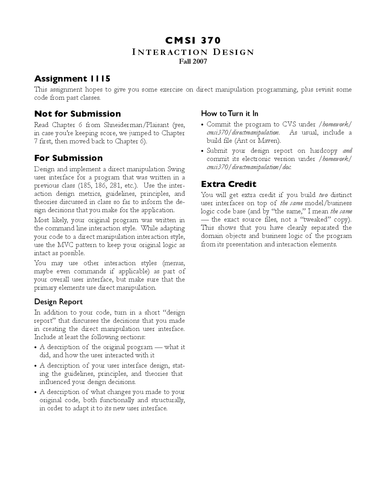 Direct Manipulation Programming - Interaction Design | CMSI 370 - Docsity