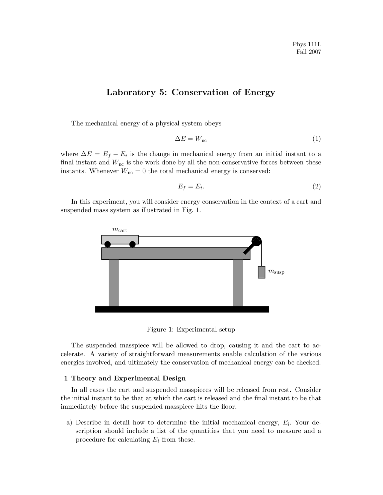 Conservation of Energy: A Physics Lab Manual | Lab Reports Physics ...