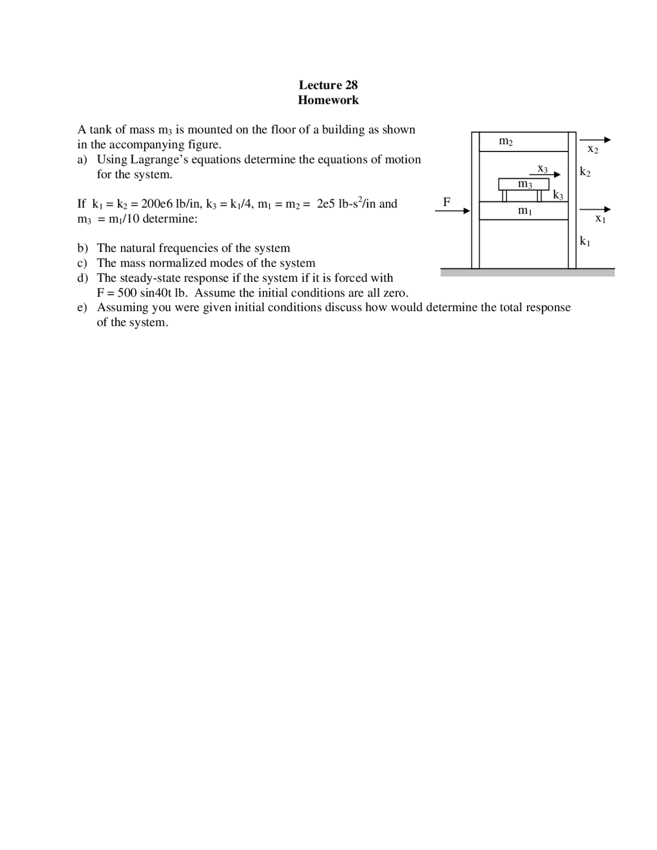 Assignment Questions For Vibration Analysis Em 406 Docsity