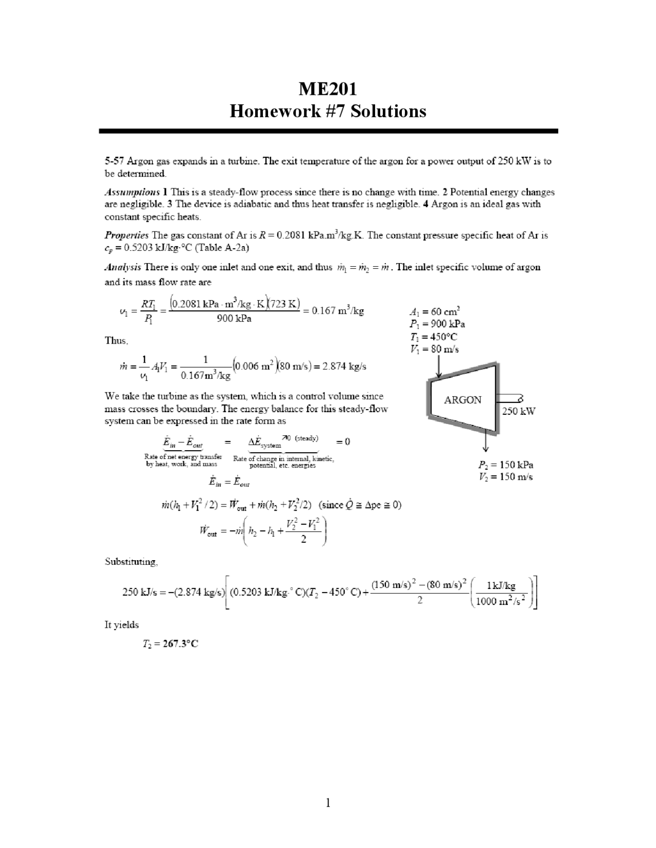 Solved Problems On Thermodynamics Assignment 7 Me 201 Docsity