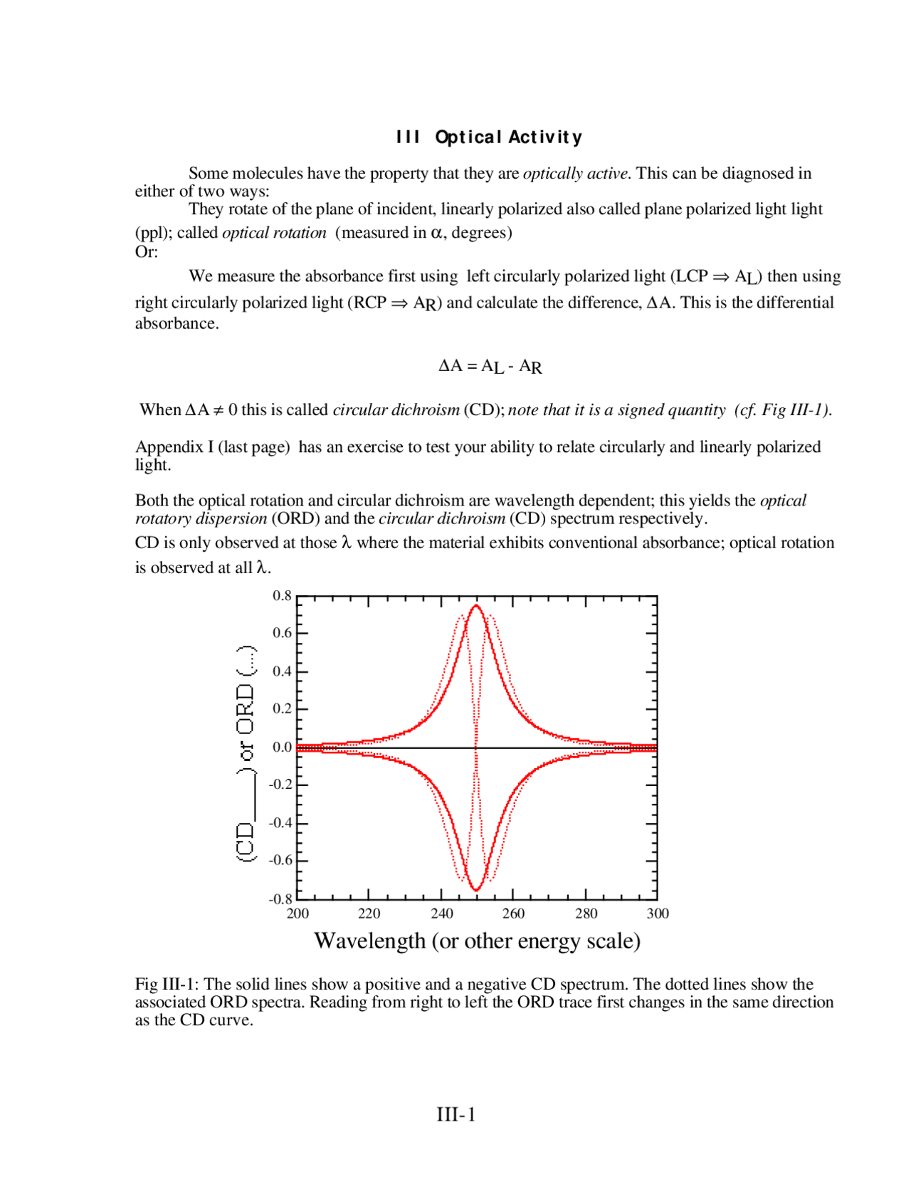 Optical Activity Molecular Biophysics Handout Bios 481 Docsity