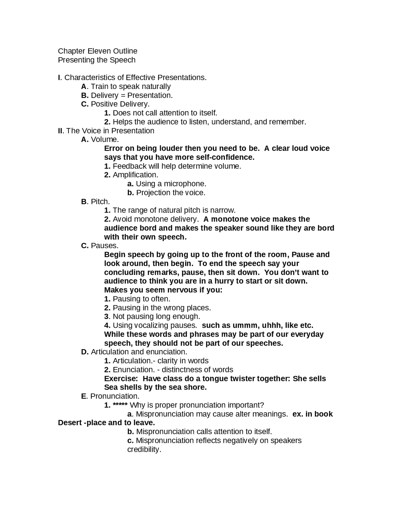 Characteristics Of Effective Presentation Outline Hcom 100 Docsity