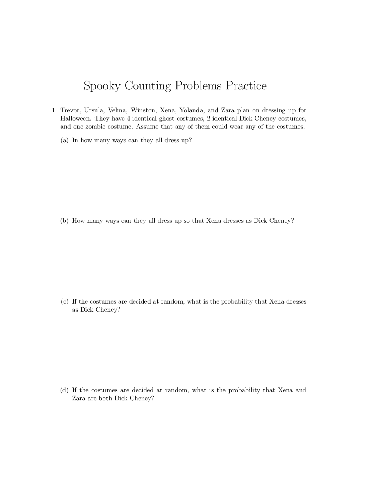 Spooky Counting Practice Problems On Elementary Discrete Mathematics Math 1030 Assignments