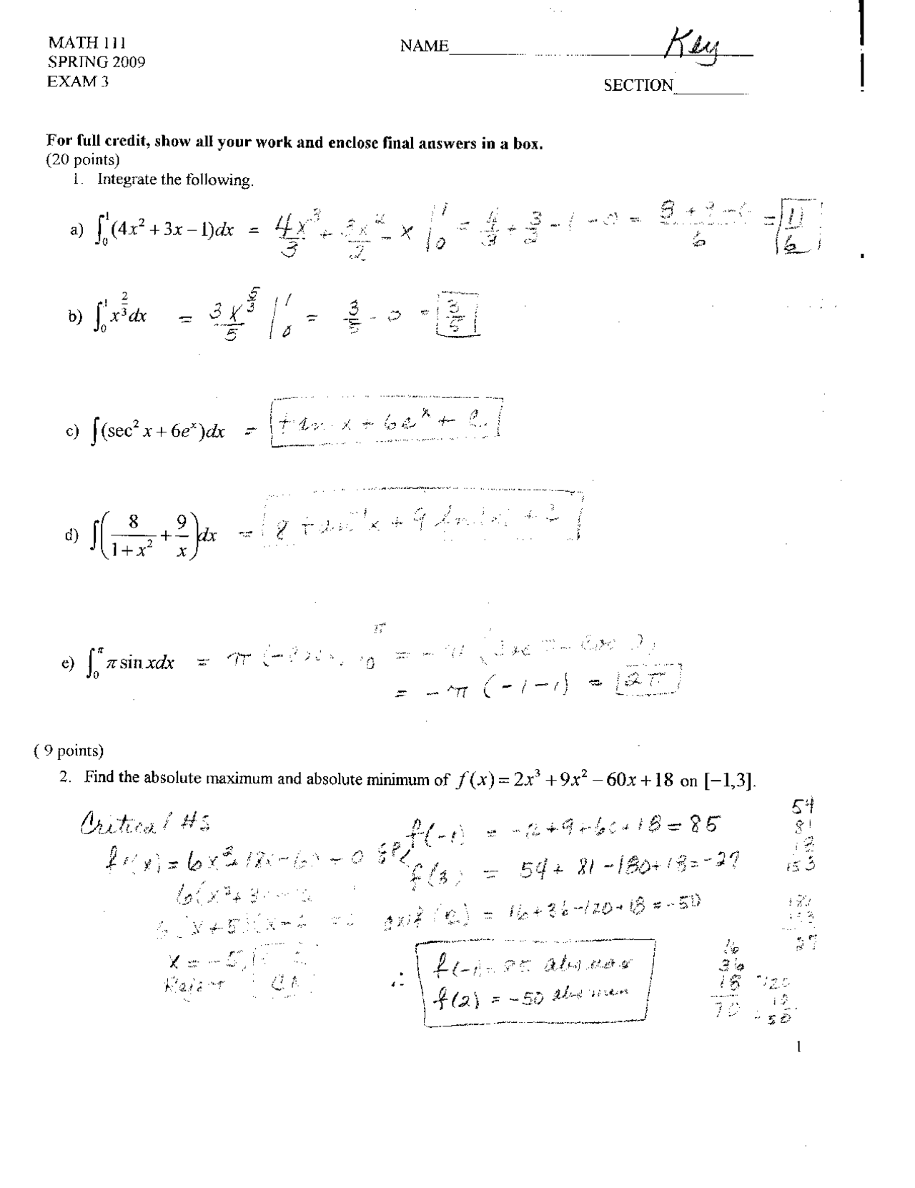 Calculus For Scientists And Engineers I Solved Exam 3 Math 111