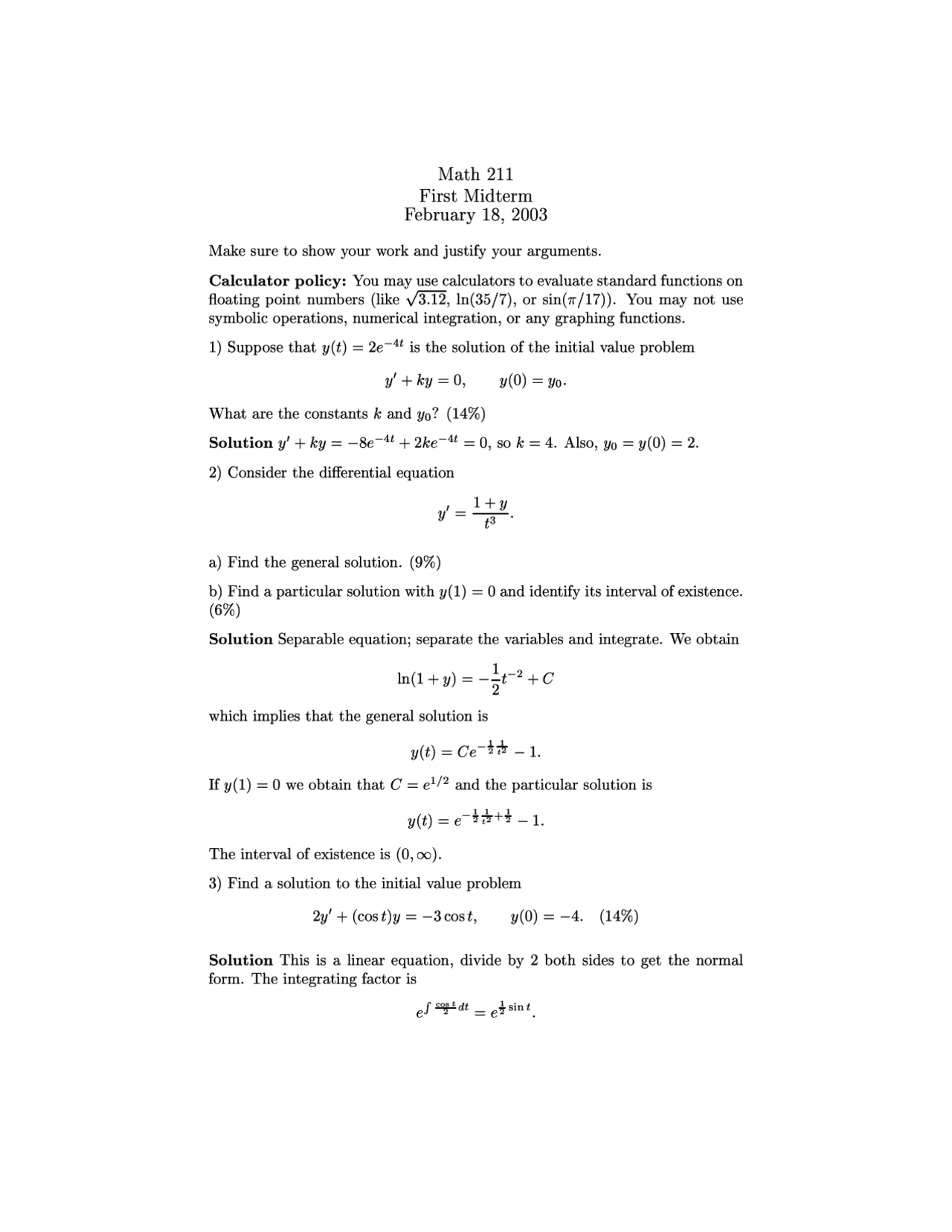 Notes On Ordinary Differential Equations And Linear Algebra Math 211