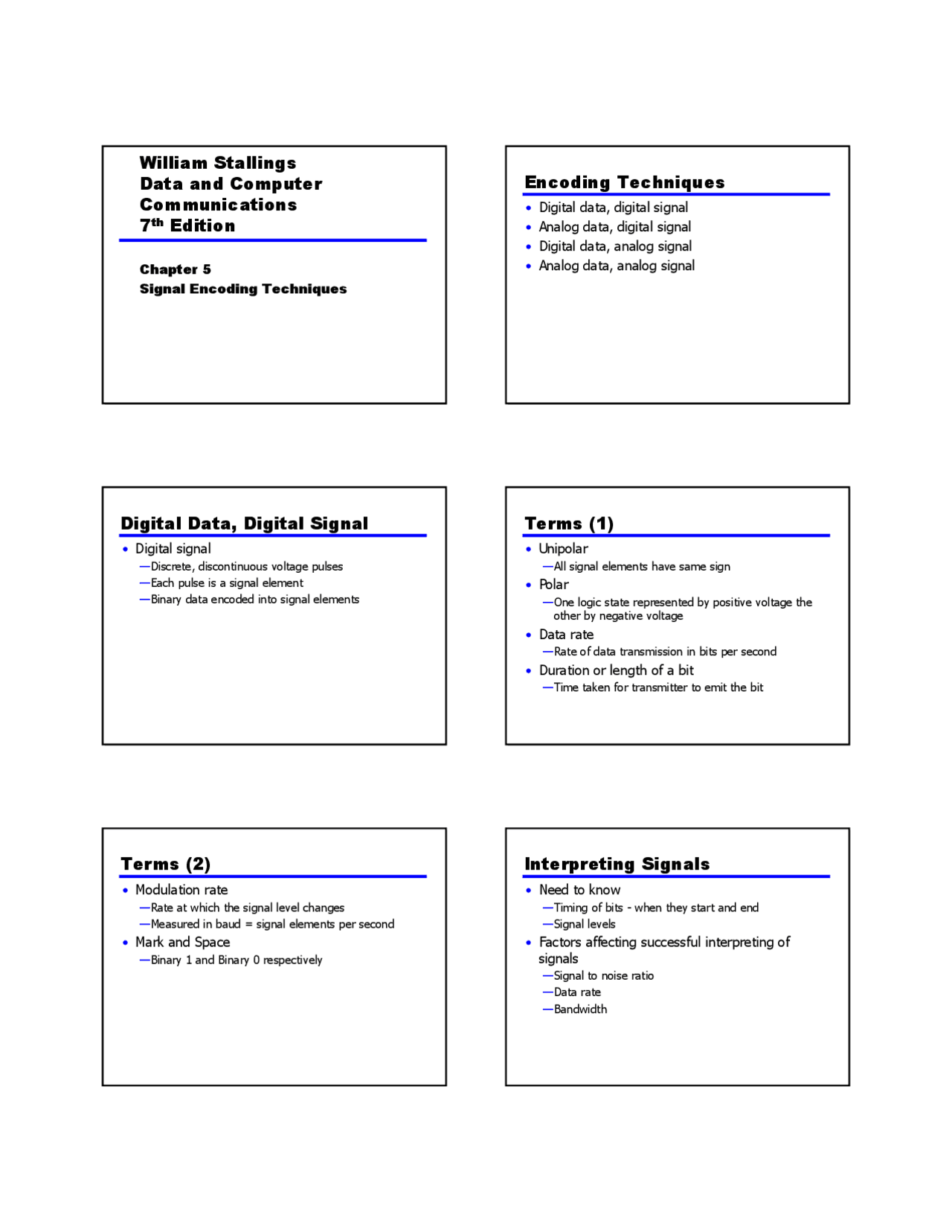 Lecture Slides On Signal Encoding Techniques Data Communications Cs 4439
