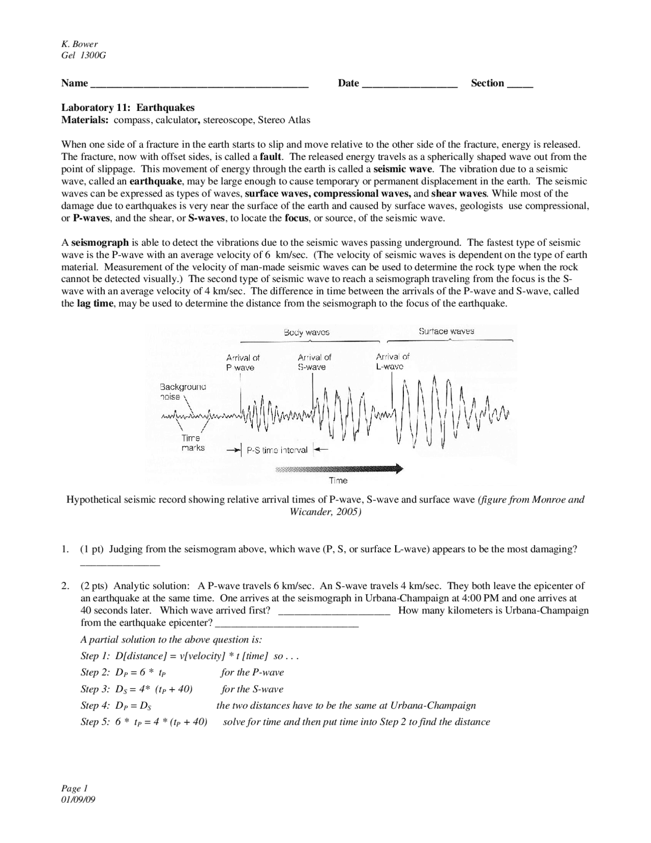 Lecture Notes On Earthquakes Introduction To Earth Sciences Gel