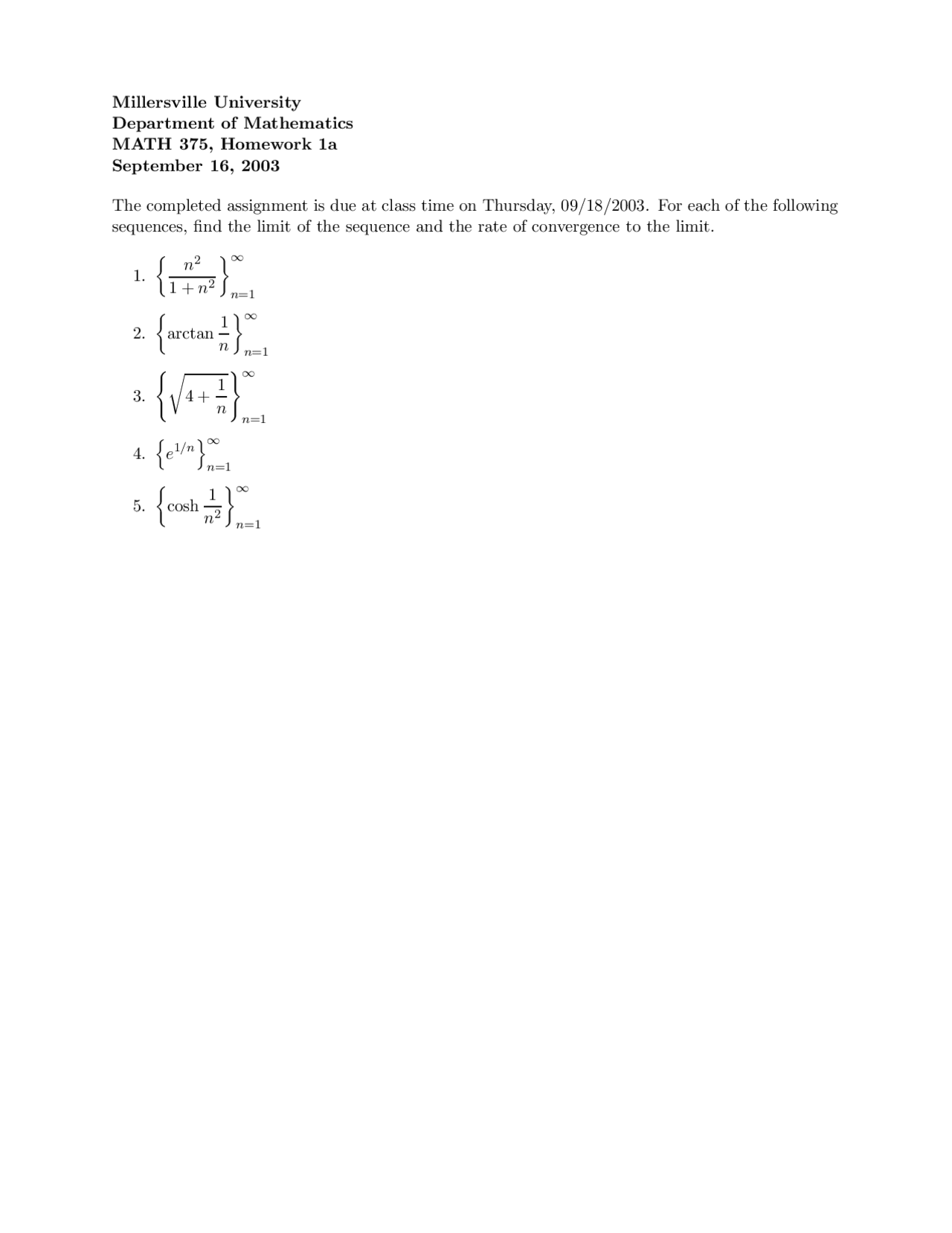 Homework 1 Form A Numerical Analysis Math 375 Docsity