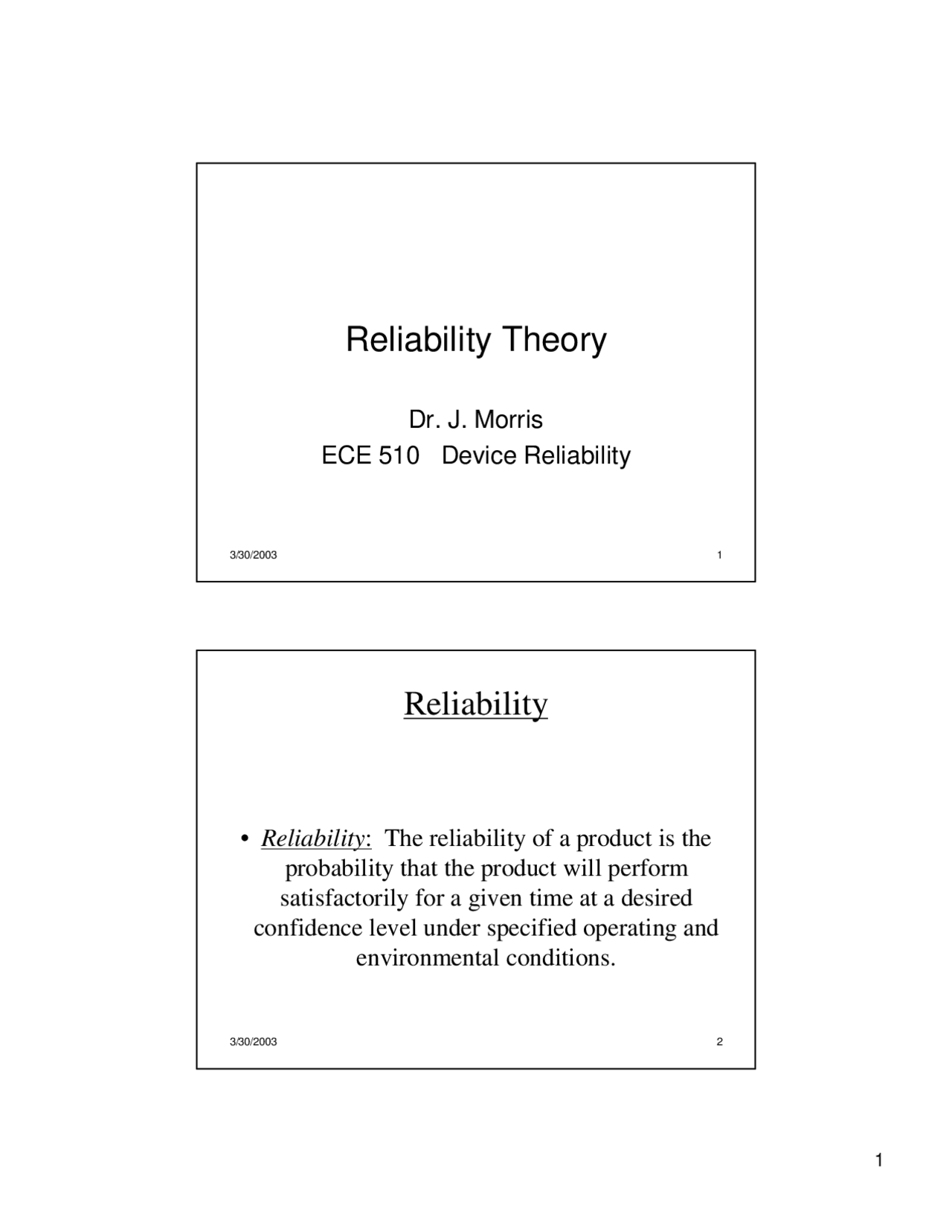 Device Reliability Theory In Fourier Optics Ece 510 Docsity