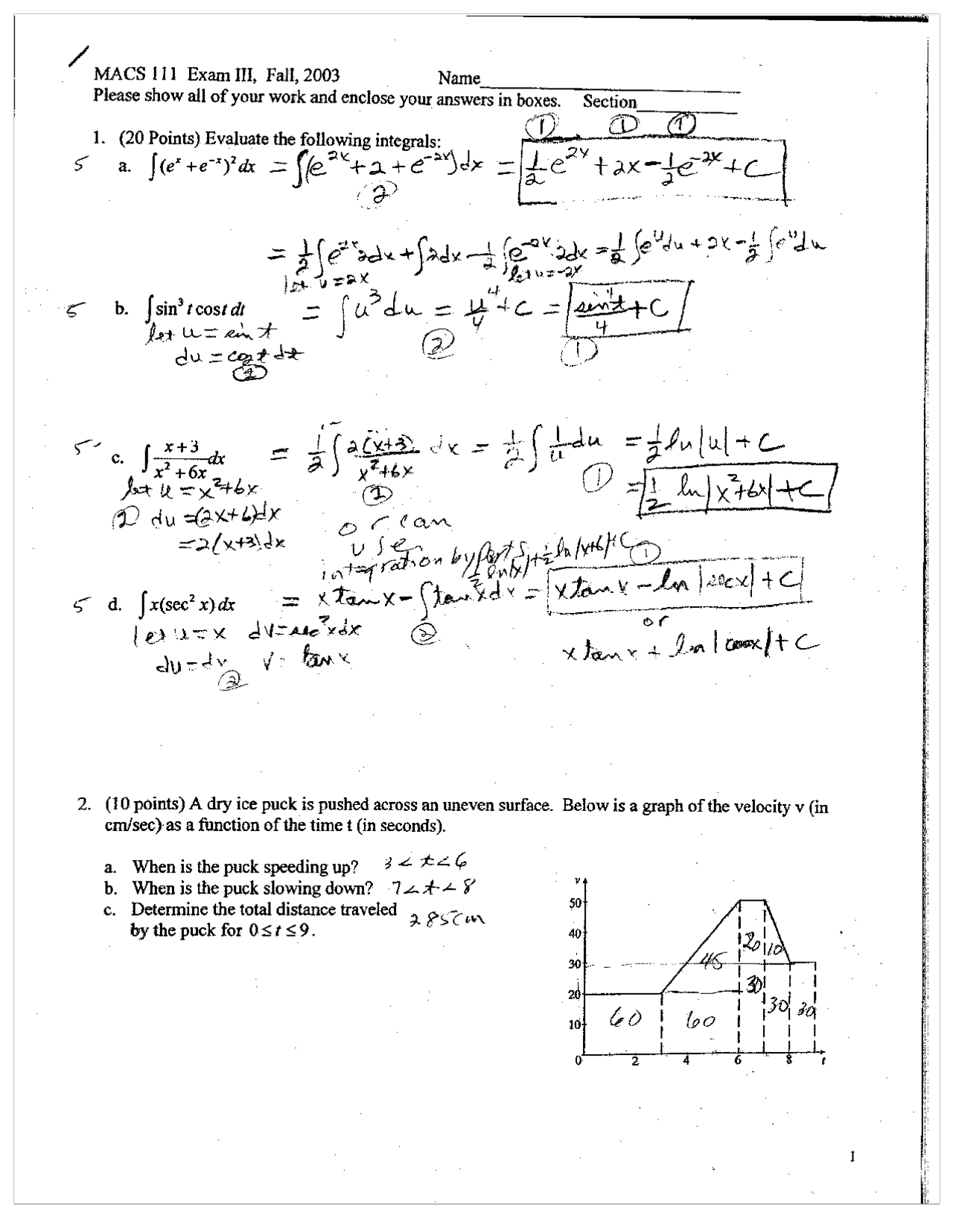 Solved 8 Questions of Calculus for Science & Engineering I - Exam 3 ...