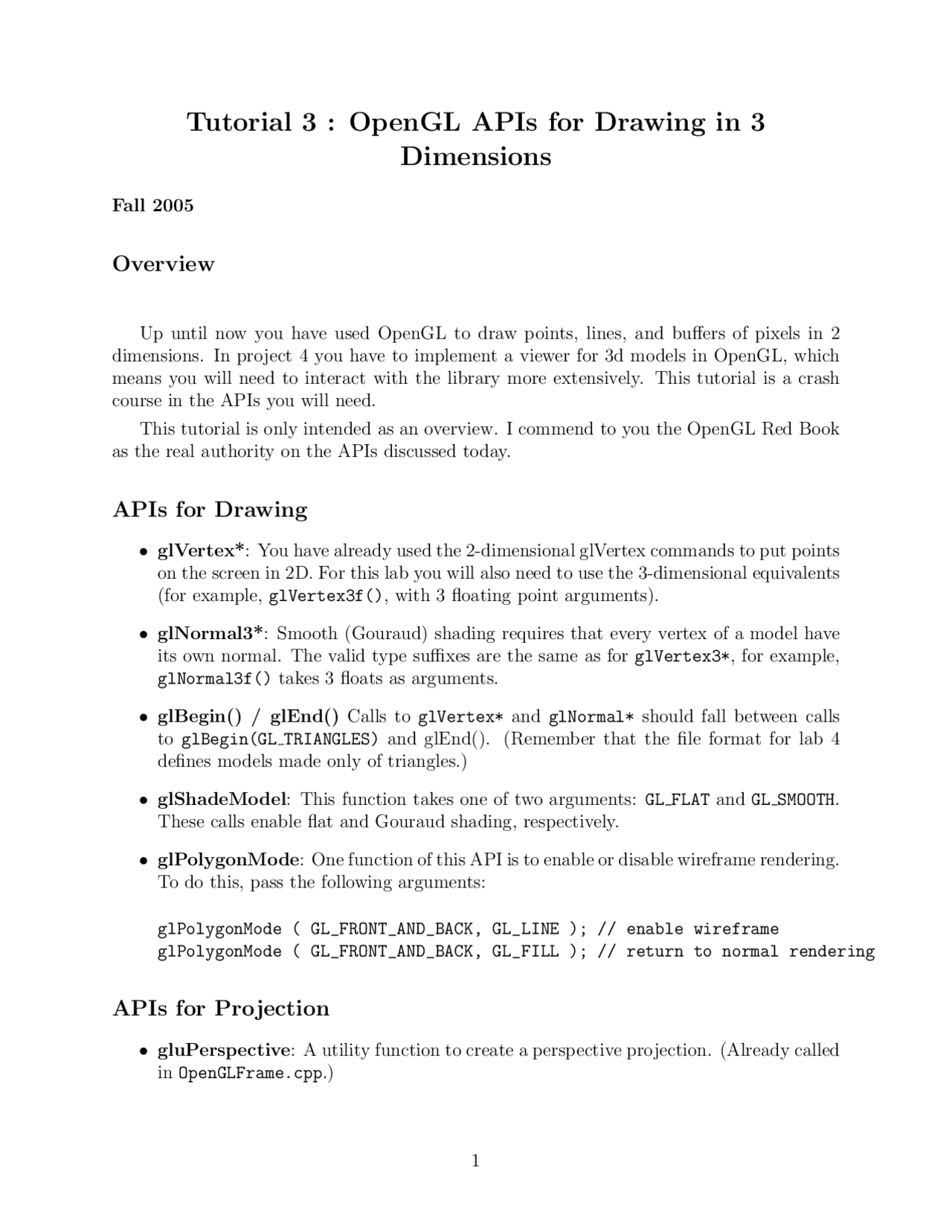 Tutorial 3 Opengl Apis For Drawing In 3 Dimensions Comp 360 Docsity