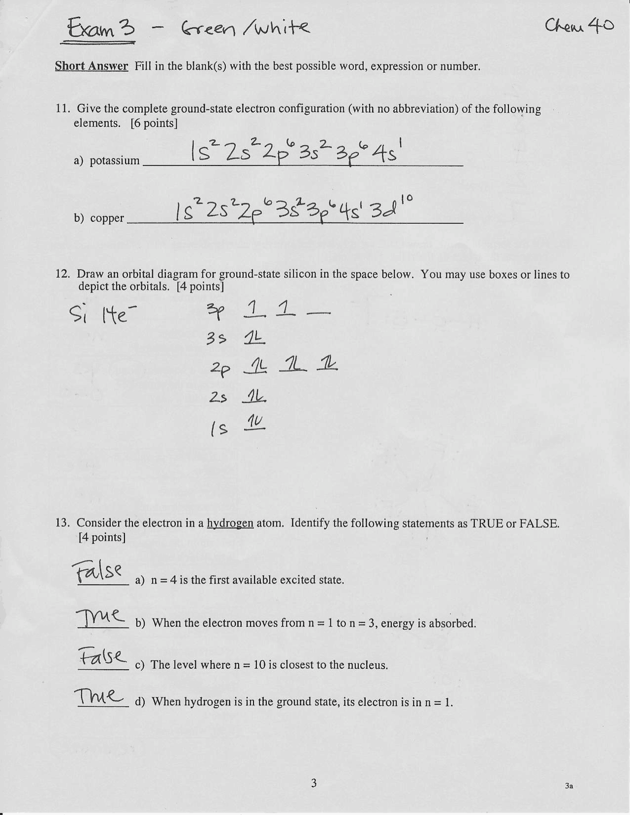Exam 3 Questions with Solutions - Introduction to Chemical Principles | CHEM 40 | Prove d'esame ...