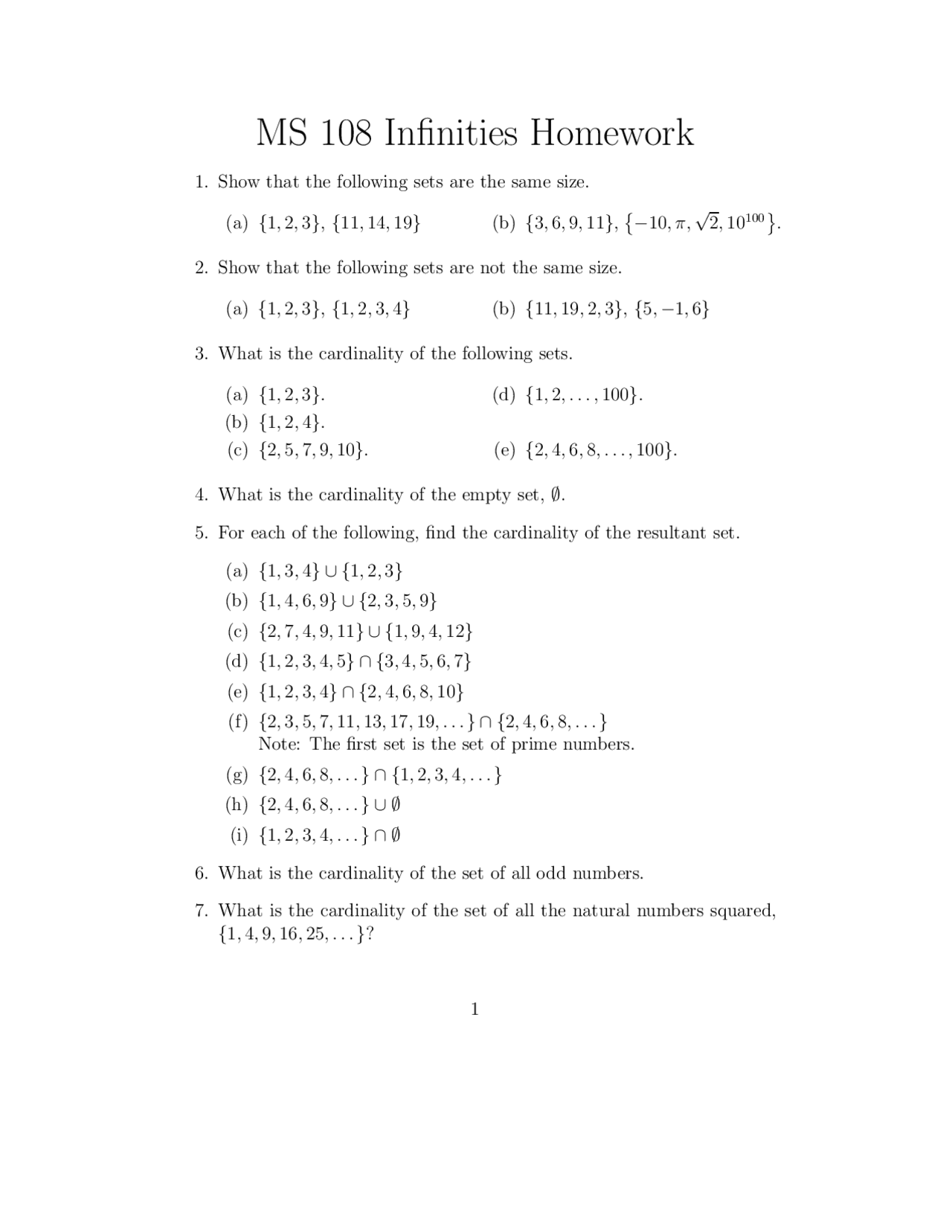13 Questions For Assignment 1 Exploring Mathematics Ms 108 Docsity