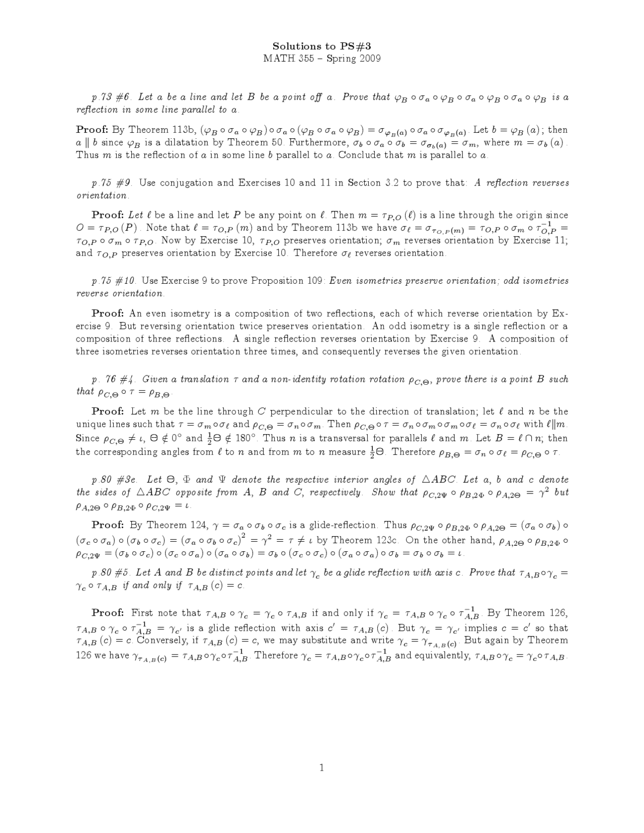 6 Solved Problems on Transformation Geometry - Assignment 6 | MATH 355 - Docsity