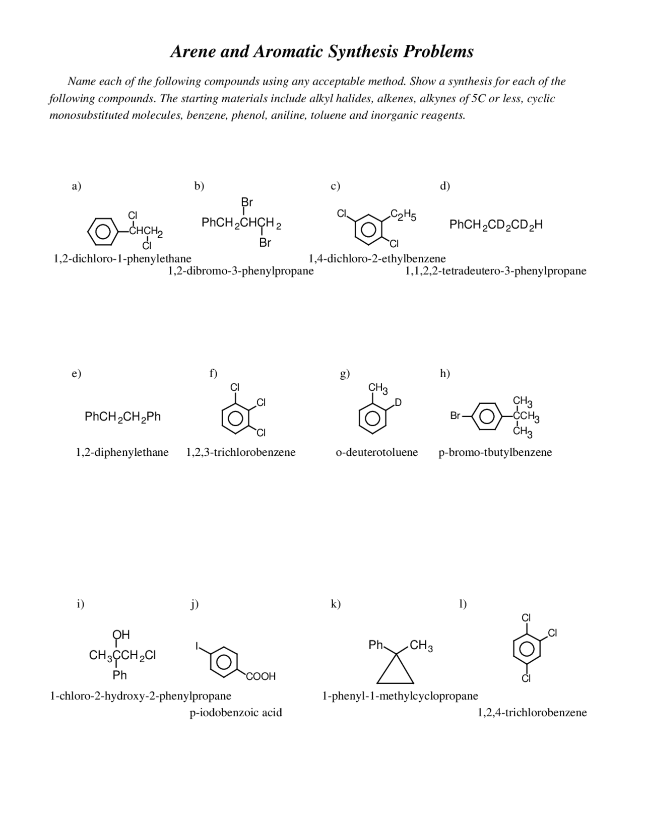 Assignment - Practice Problems on Arene and Aromatic Synthesis | CHM ...