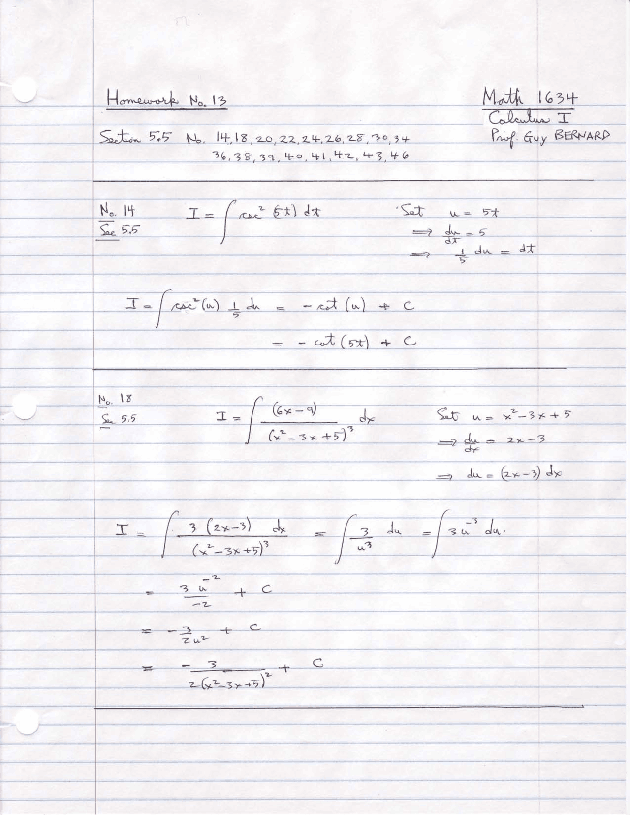 46 Questions With Solutions In Calculus I Assignment 2 Math 1634