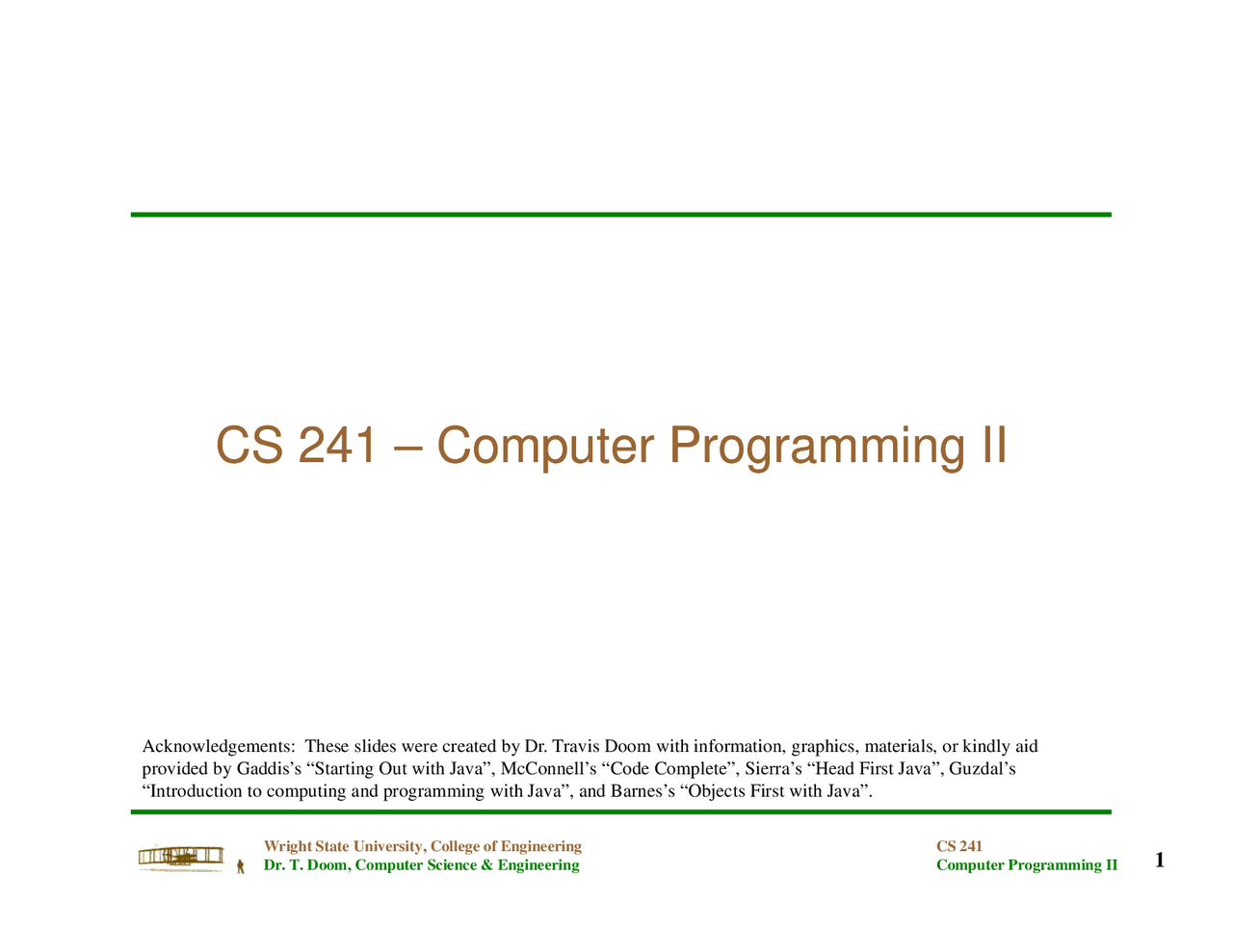Notes on Programming Basic - Computer Programming II | CS 241 - Docsity