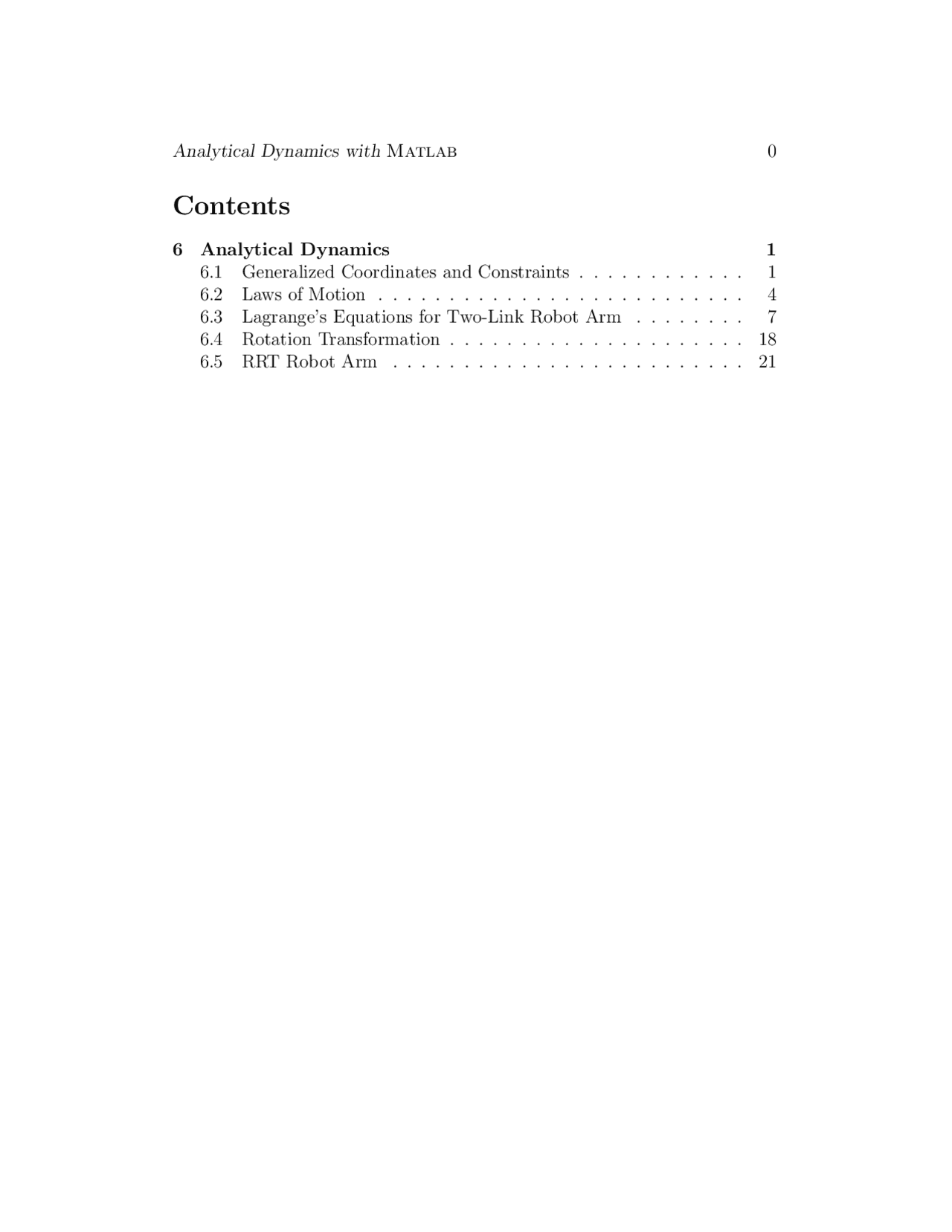 Analytical Dynamics With Matlab Notes Mech 6710 Docsity