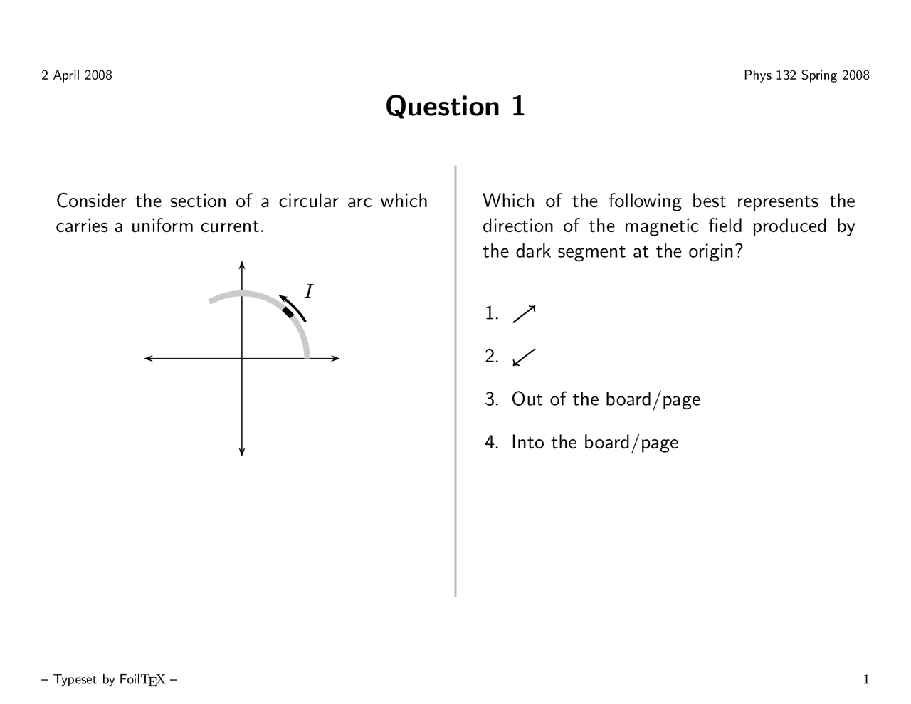 Electromagnetism And Optics Sample Questions Phys 132 Docsity