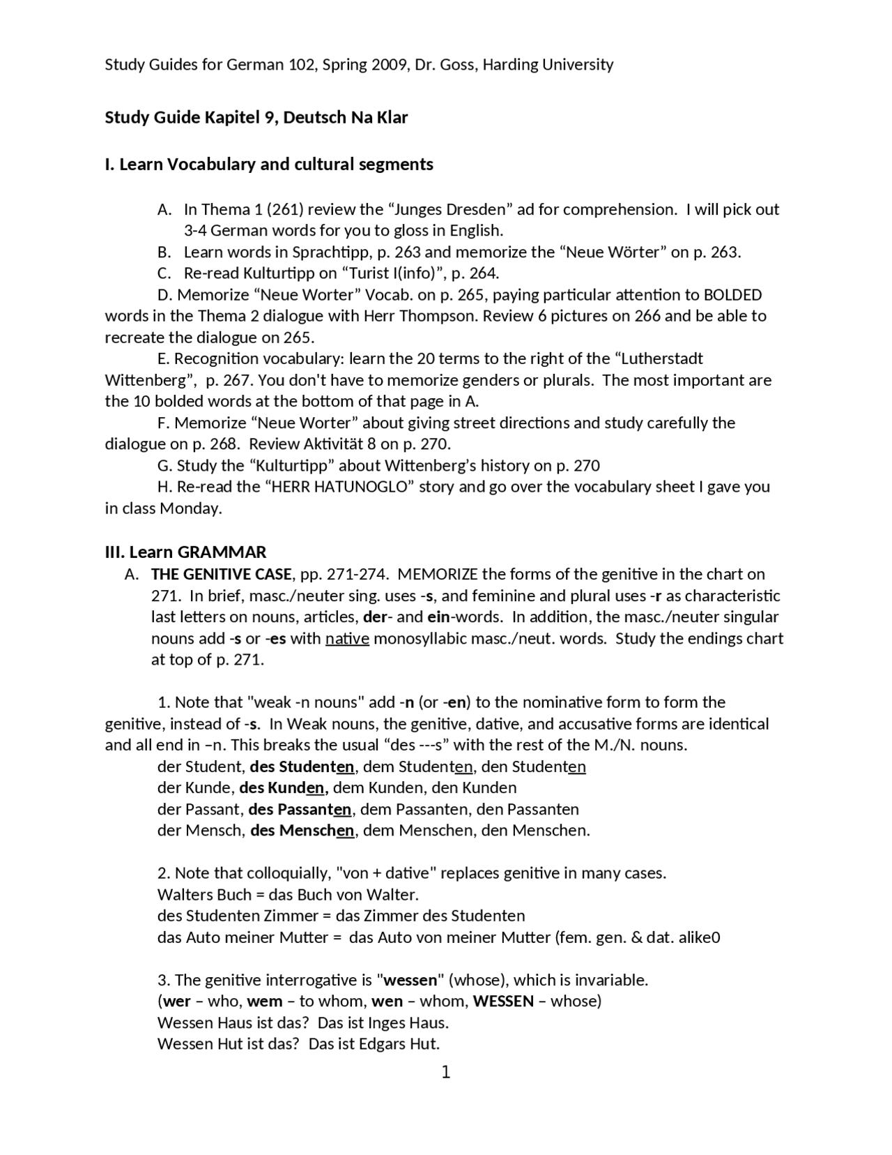 Elementary German II - Study Guide | GER 102 | Study notes German ...