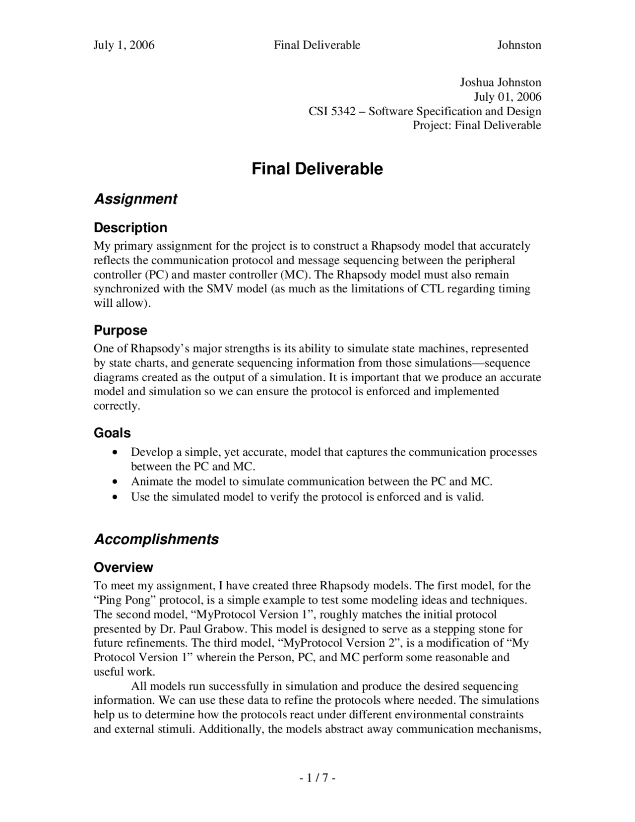 Formal Specifications Project Final Deliverable Csi 5342 Docsity