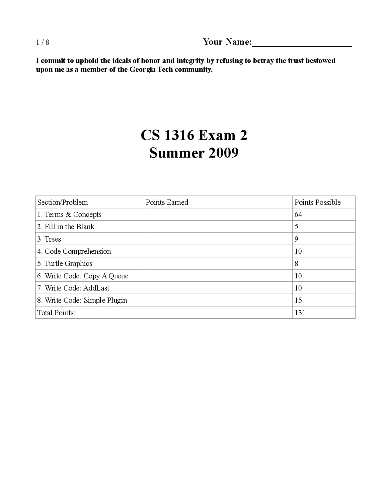 Test Ii With Answers Representing Structure And Behavior Cs 1316