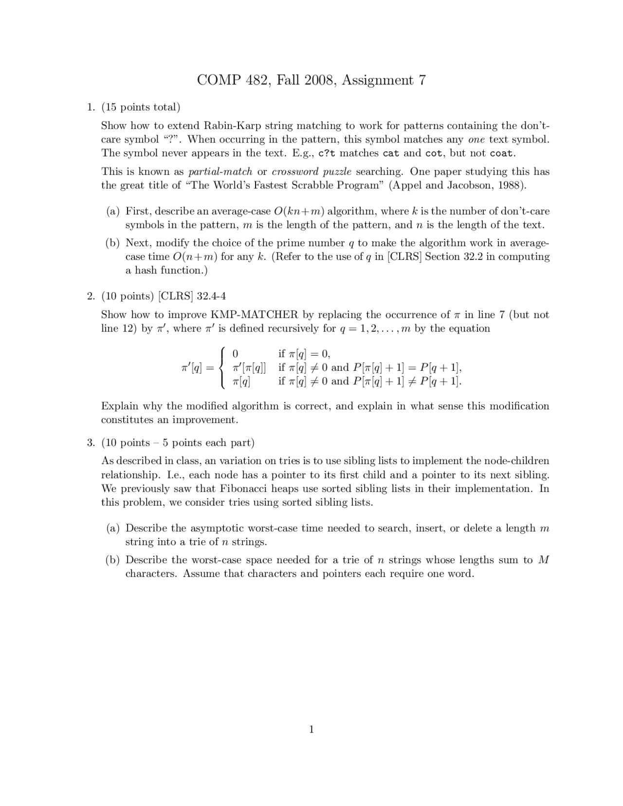 Assignment 7 Design And Analysis Of Algorithms Comp 482 Docsity