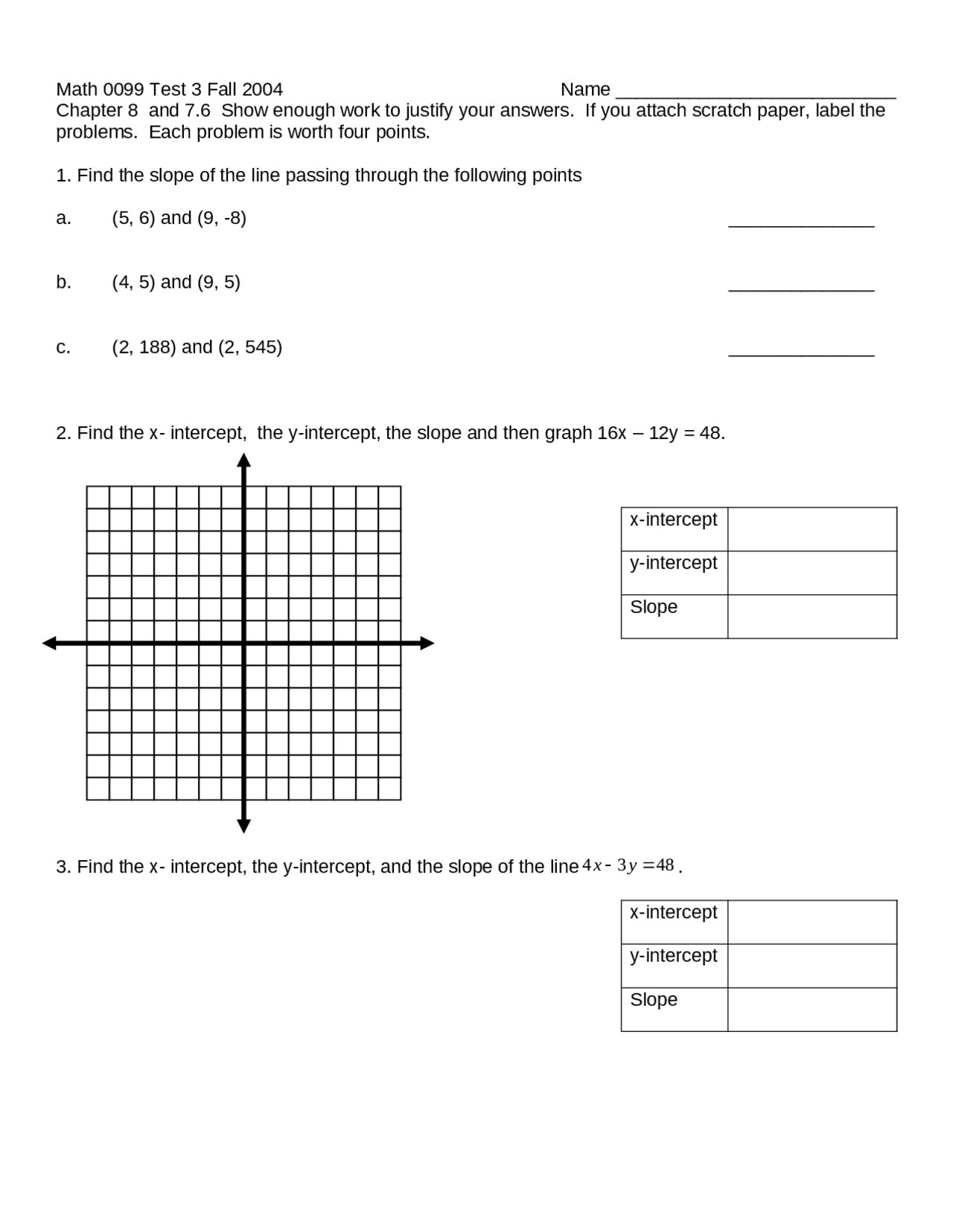 Practice Exam 3 Intermediate Algebra Math 0099 Docsity