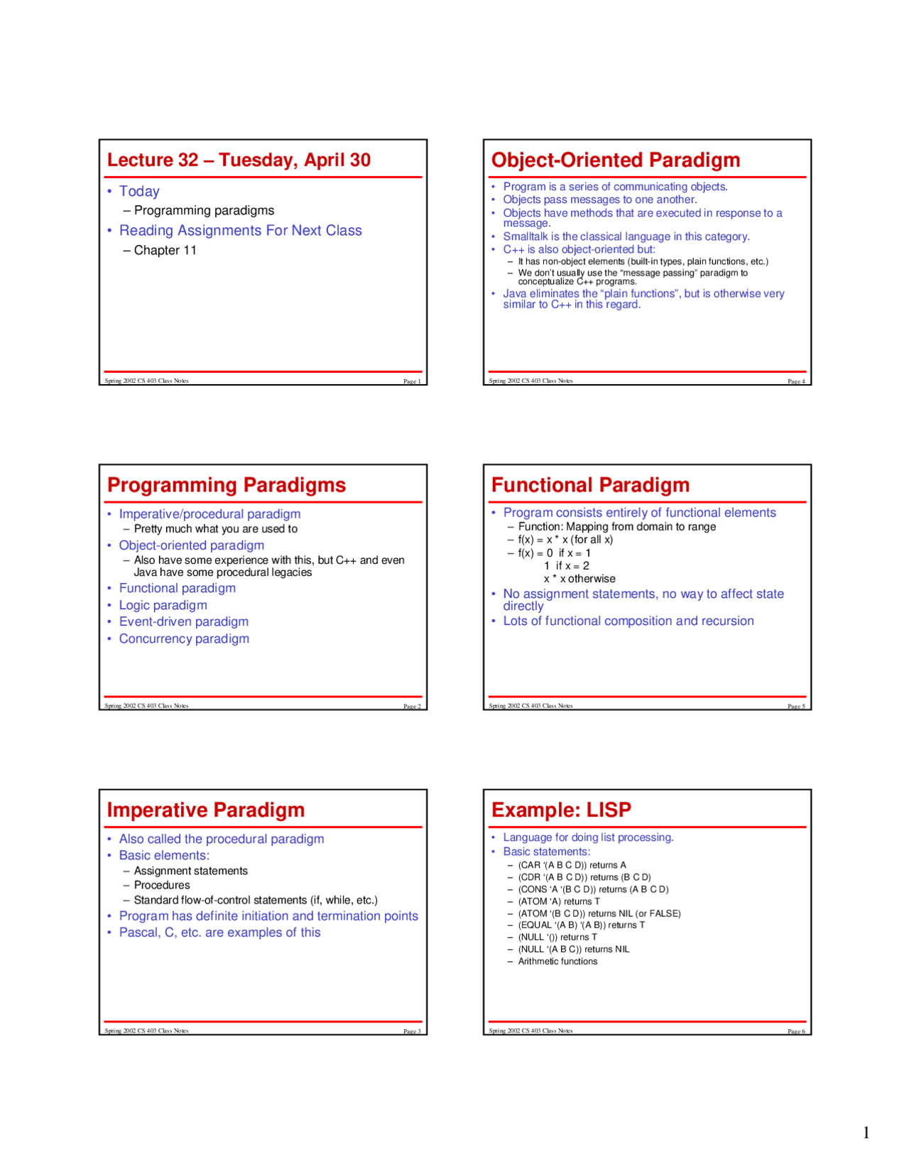 Lecture Slides On Programming Paradigms Programming Languages Cs 403 Docsity 4566